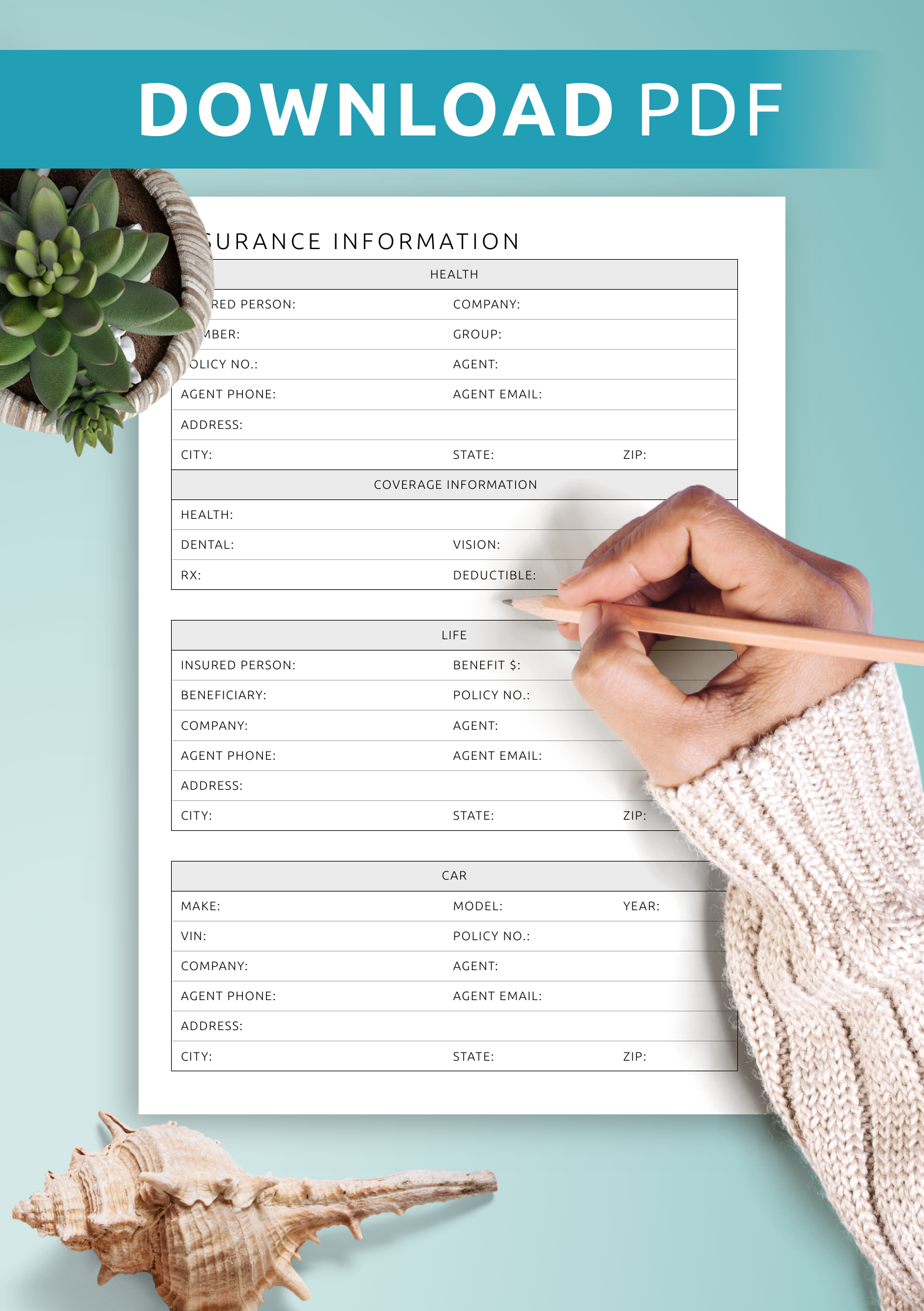 Download Printable Extended Insurance Information Template PDF