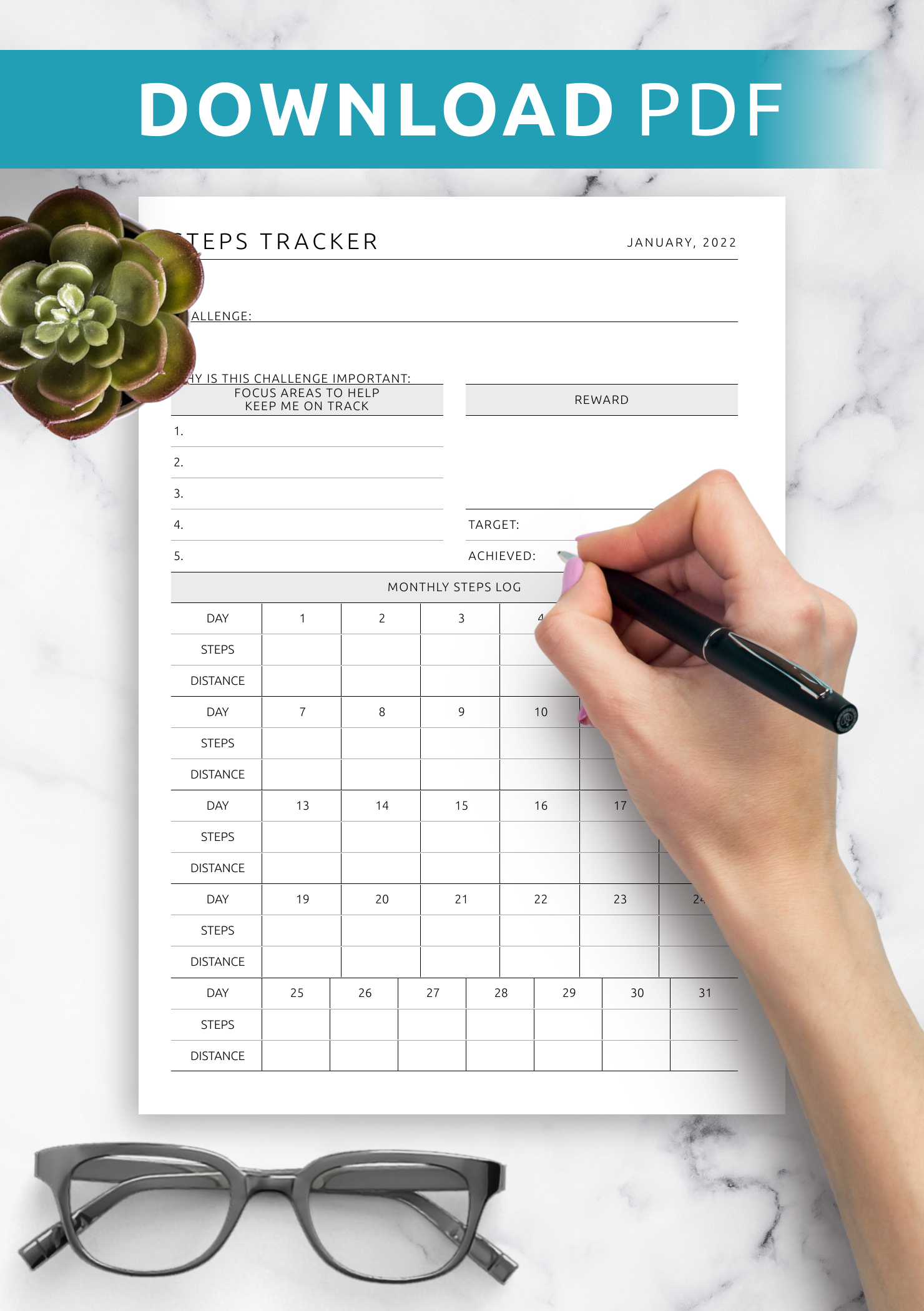 Download Printable Extended Steps Tracker Template PDF