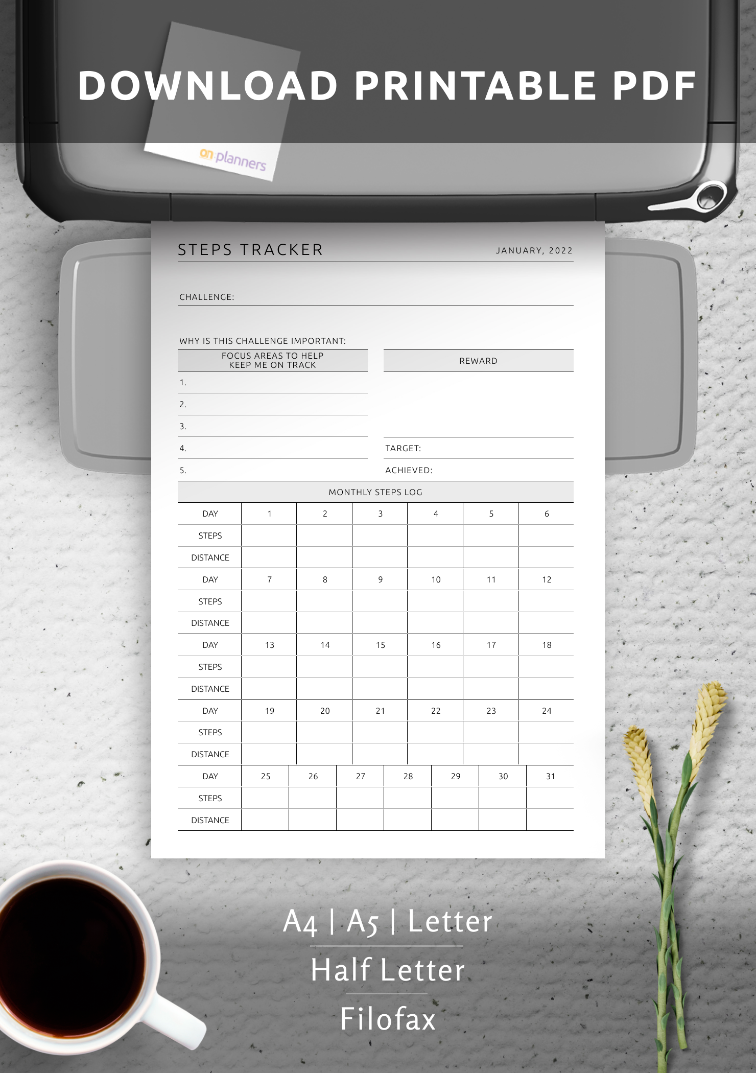 Download Printable Extended Steps Tracker Template PDF