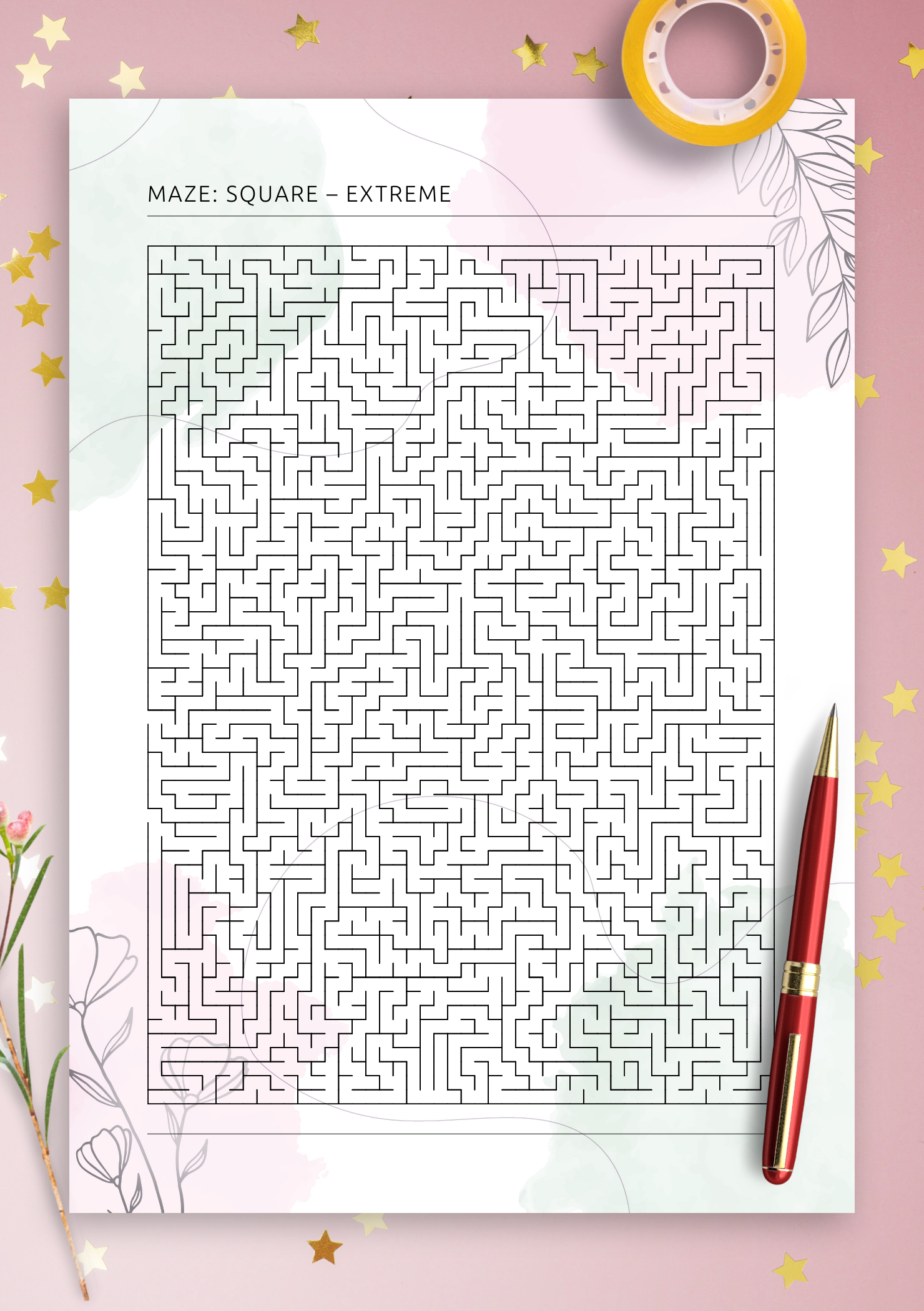 Download Printable Extreme Square Maze PDF