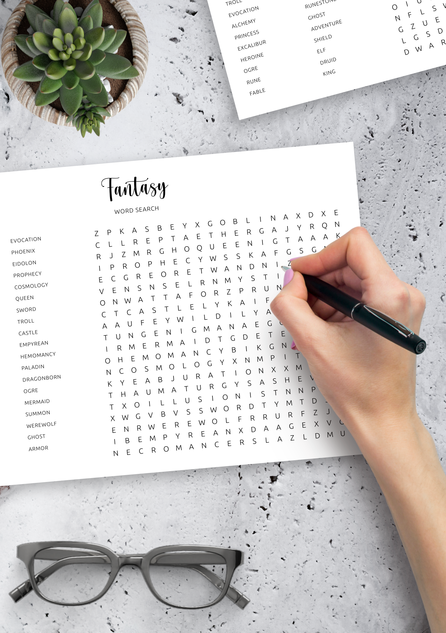 Download Printable Fantasy Word Search in PDF
