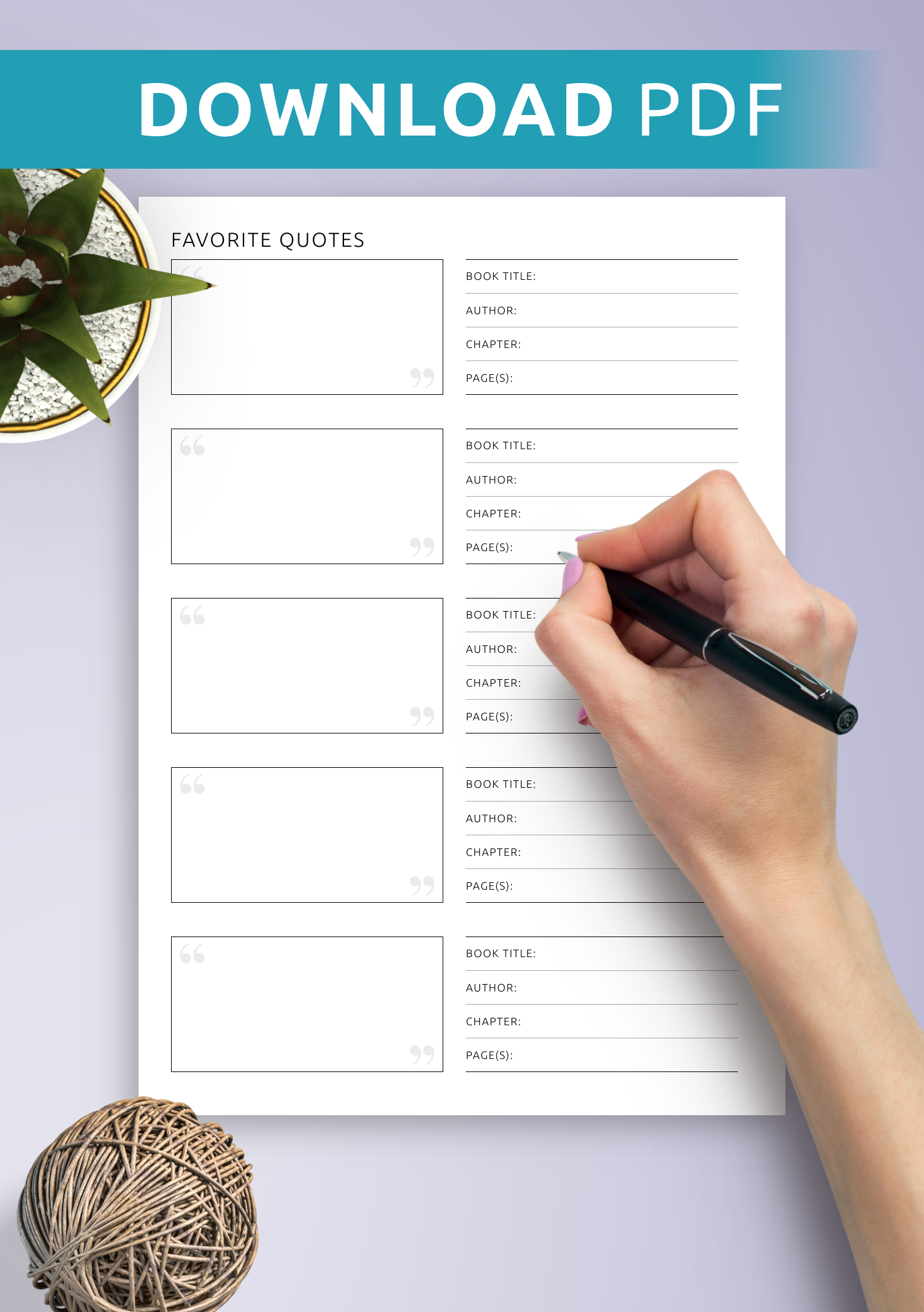 Download Printable Favorite Quotes Template PDF