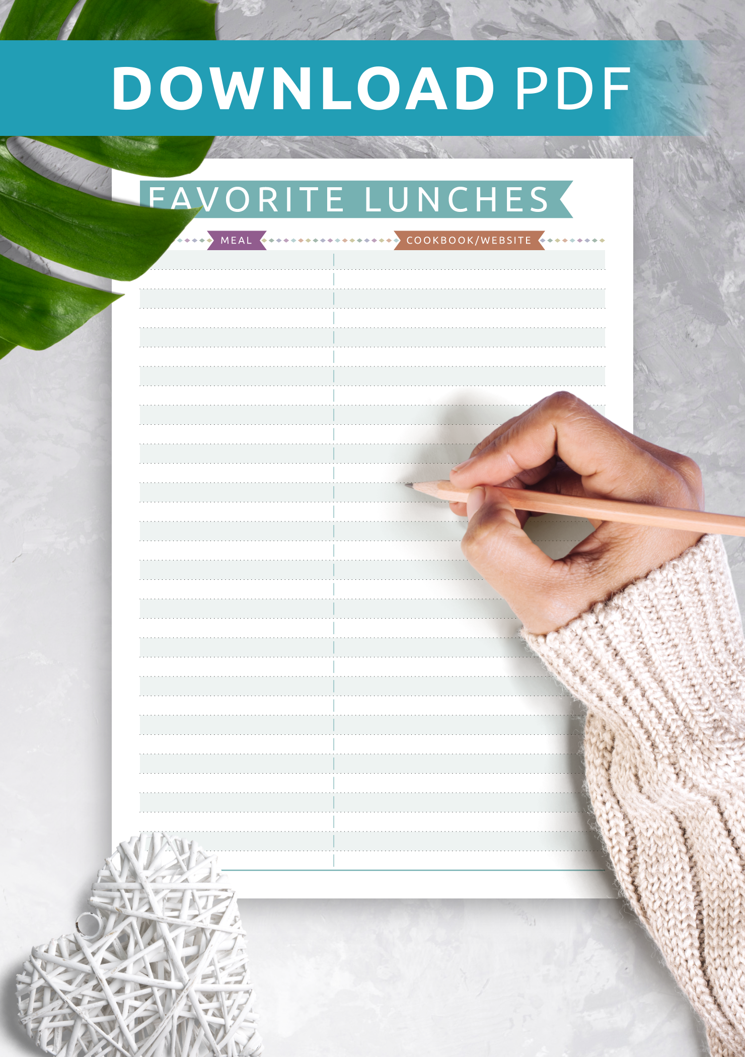 Download Printable Favorite Recipes List - Casual Style PDF