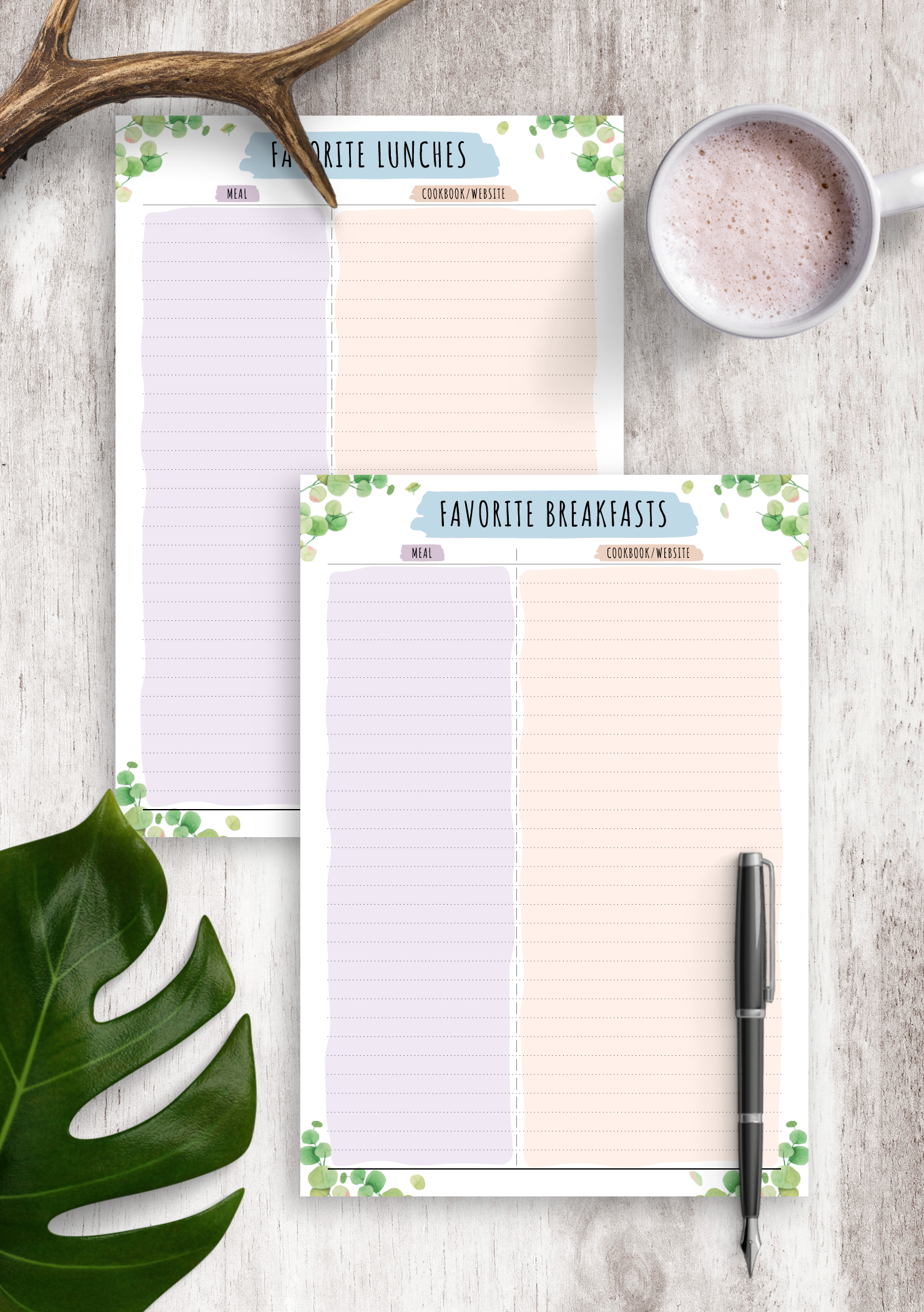 Download Printable Favorite Recipes List - Floral Style PDF