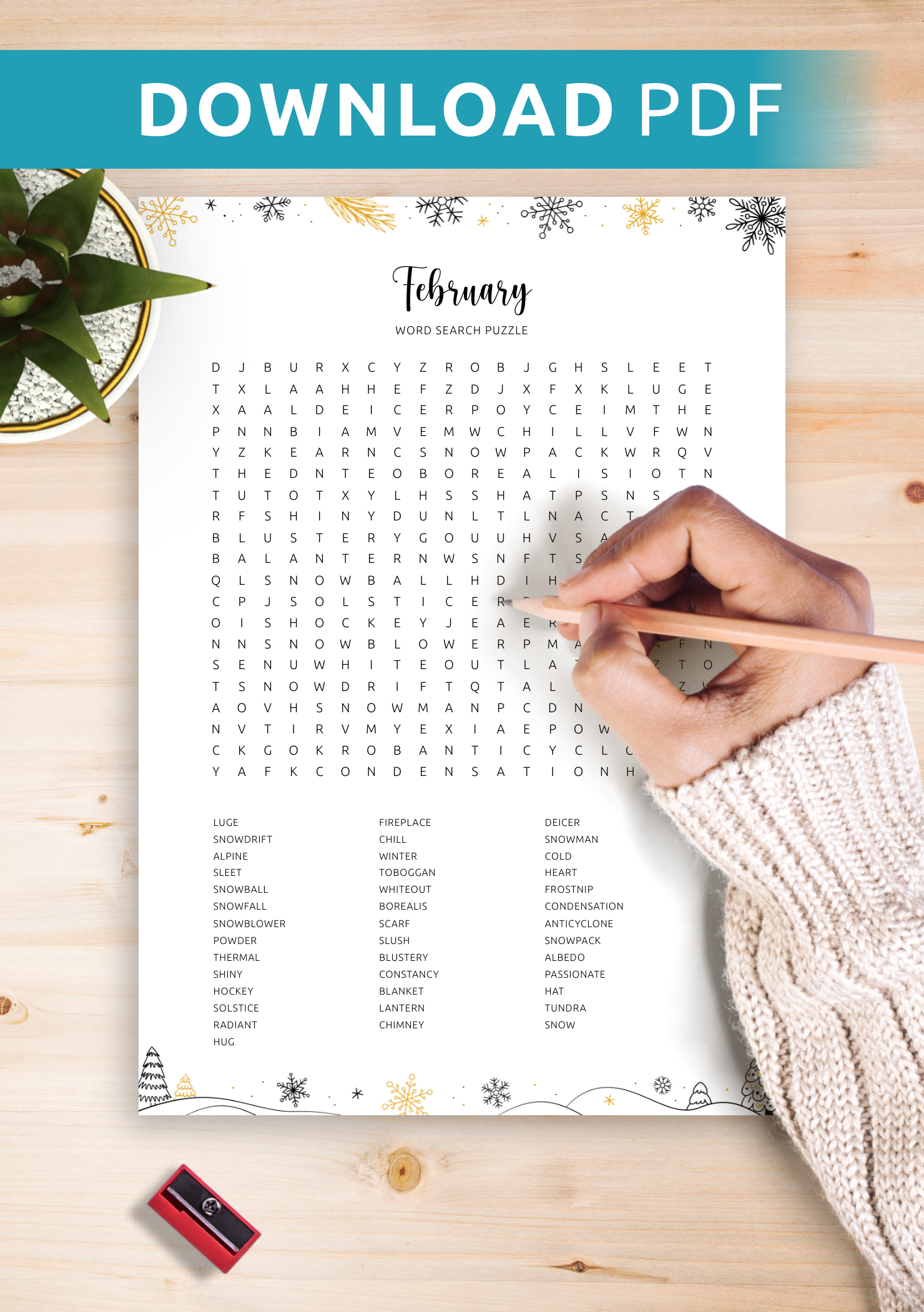 Download Printable February Word Search in PDF