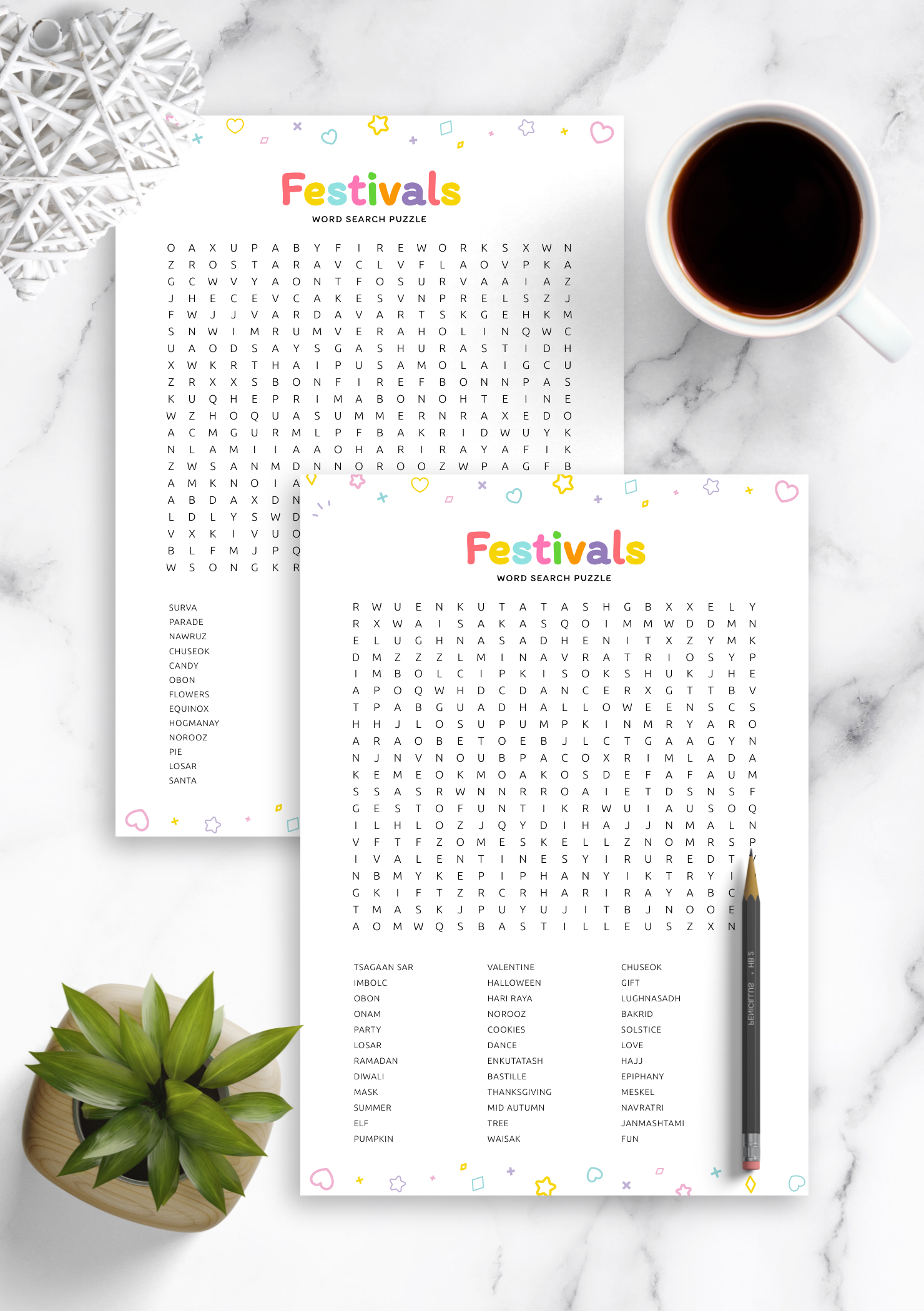 Download Printable Festivals Word Search in PDF