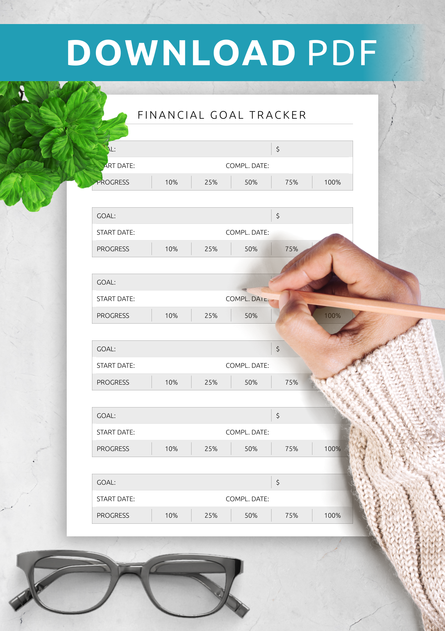 Download Printable Financial Goal Tracker Template PDF