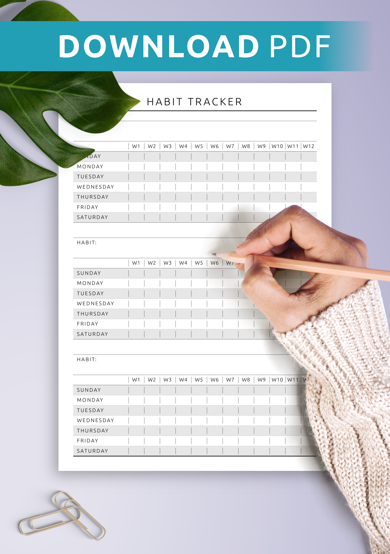 Download Printable Fitness Habit Tracker Template PDF