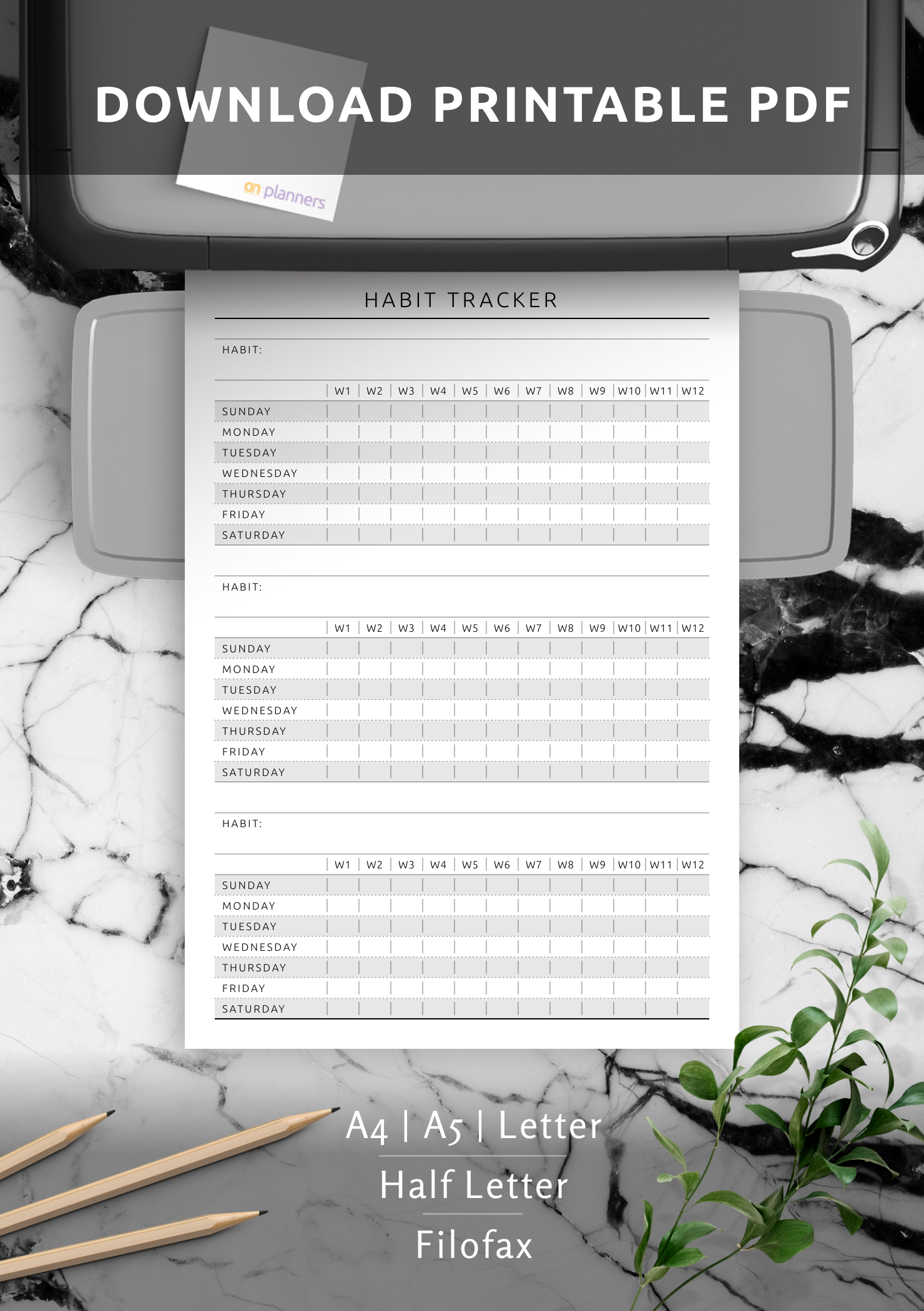 Download Printable Fitness Habit Tracker Template PDF