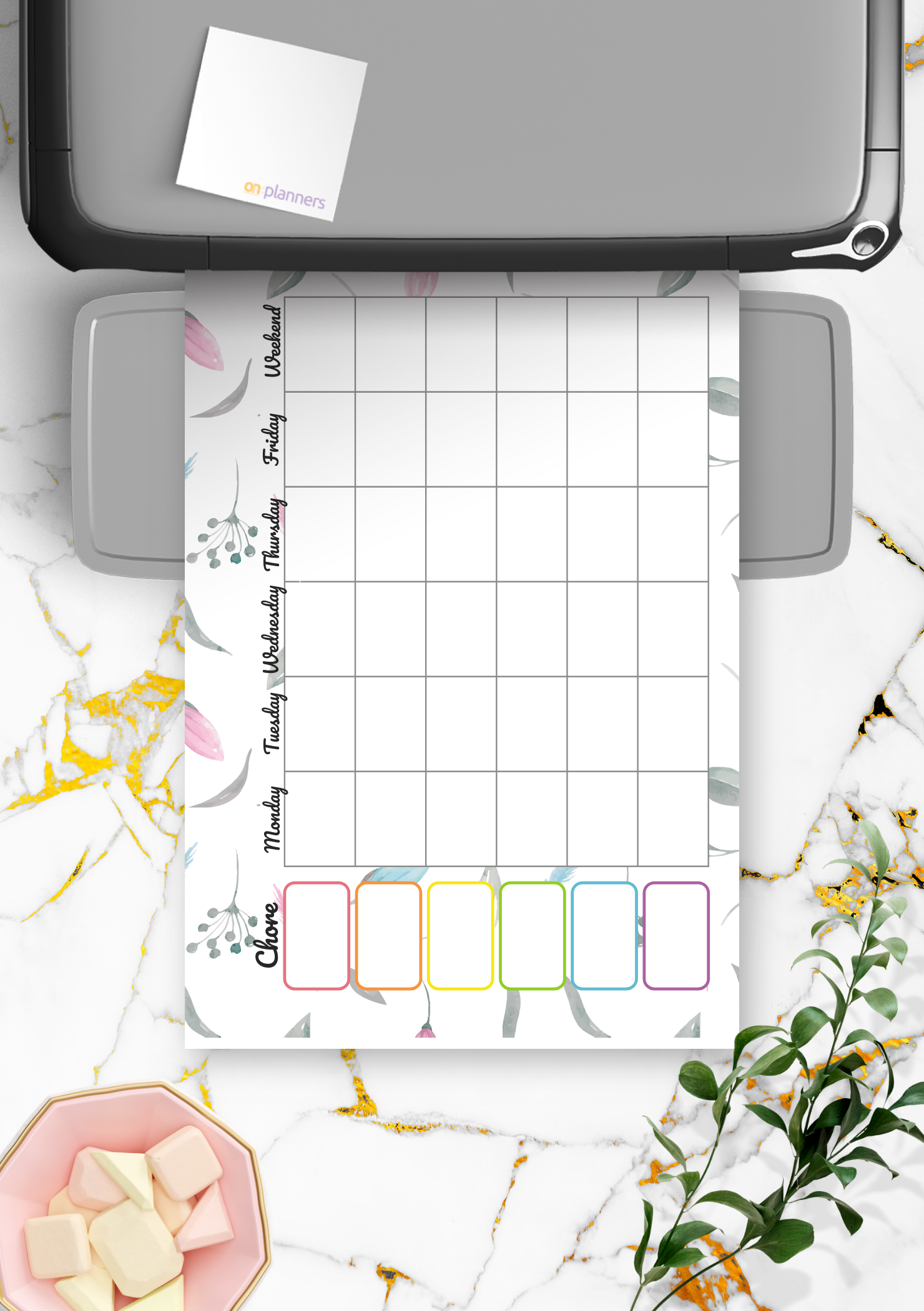 Download Printable Floral Chore Chart Template PDF