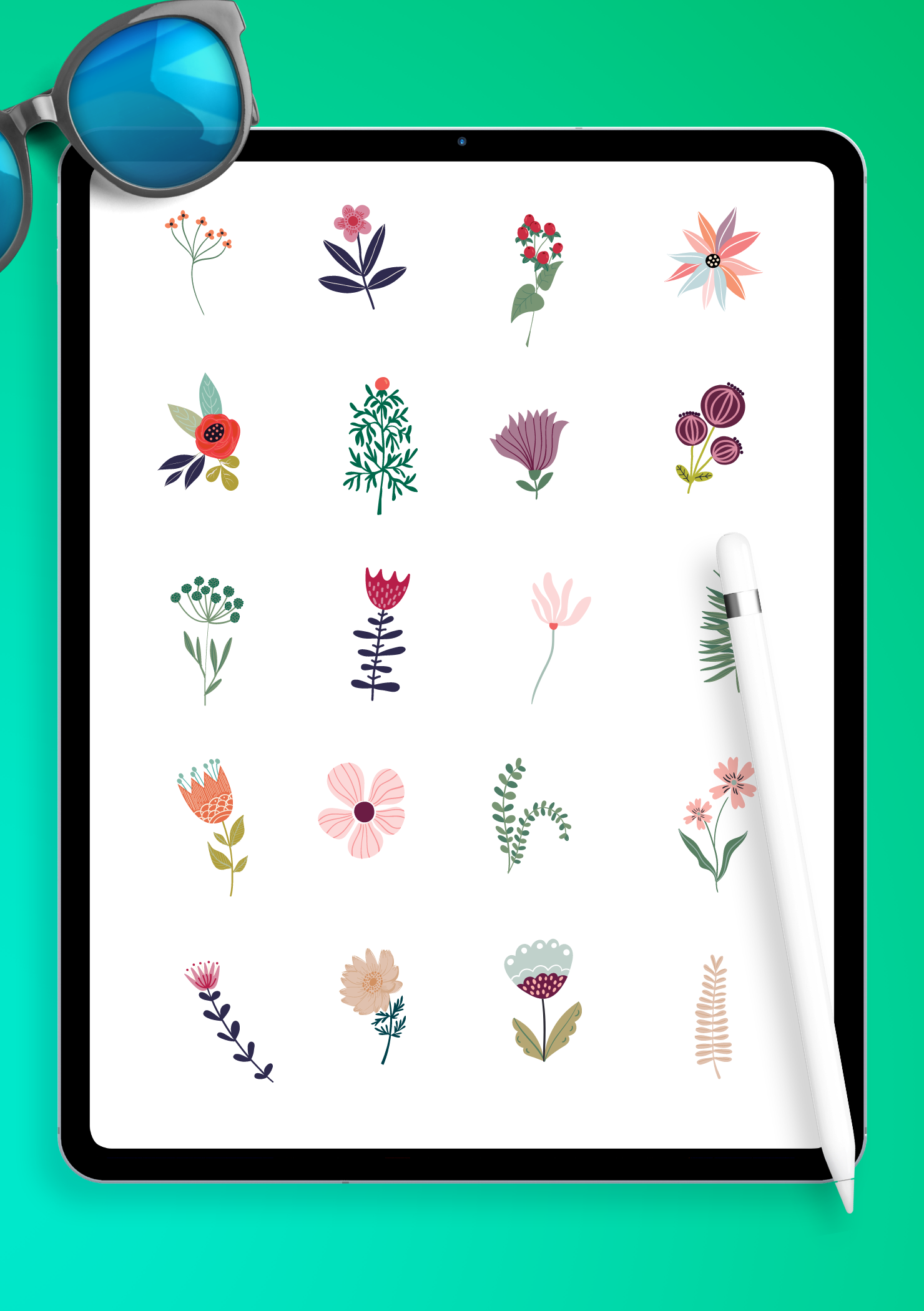Download Wonderful Floral Sticker Pack PNG
