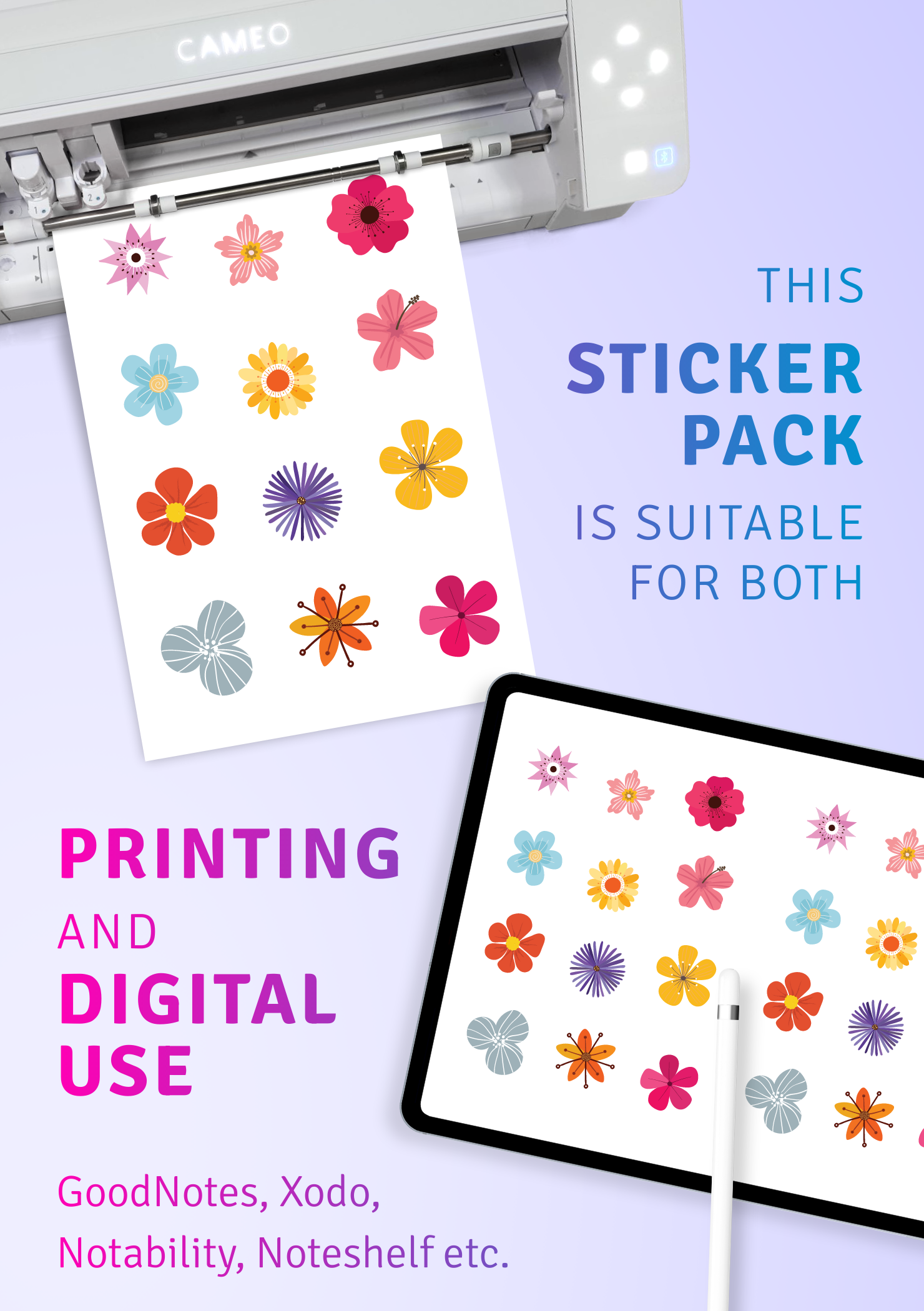 Download Lovely Hand Drawn Flowers Sticker Pack PNG