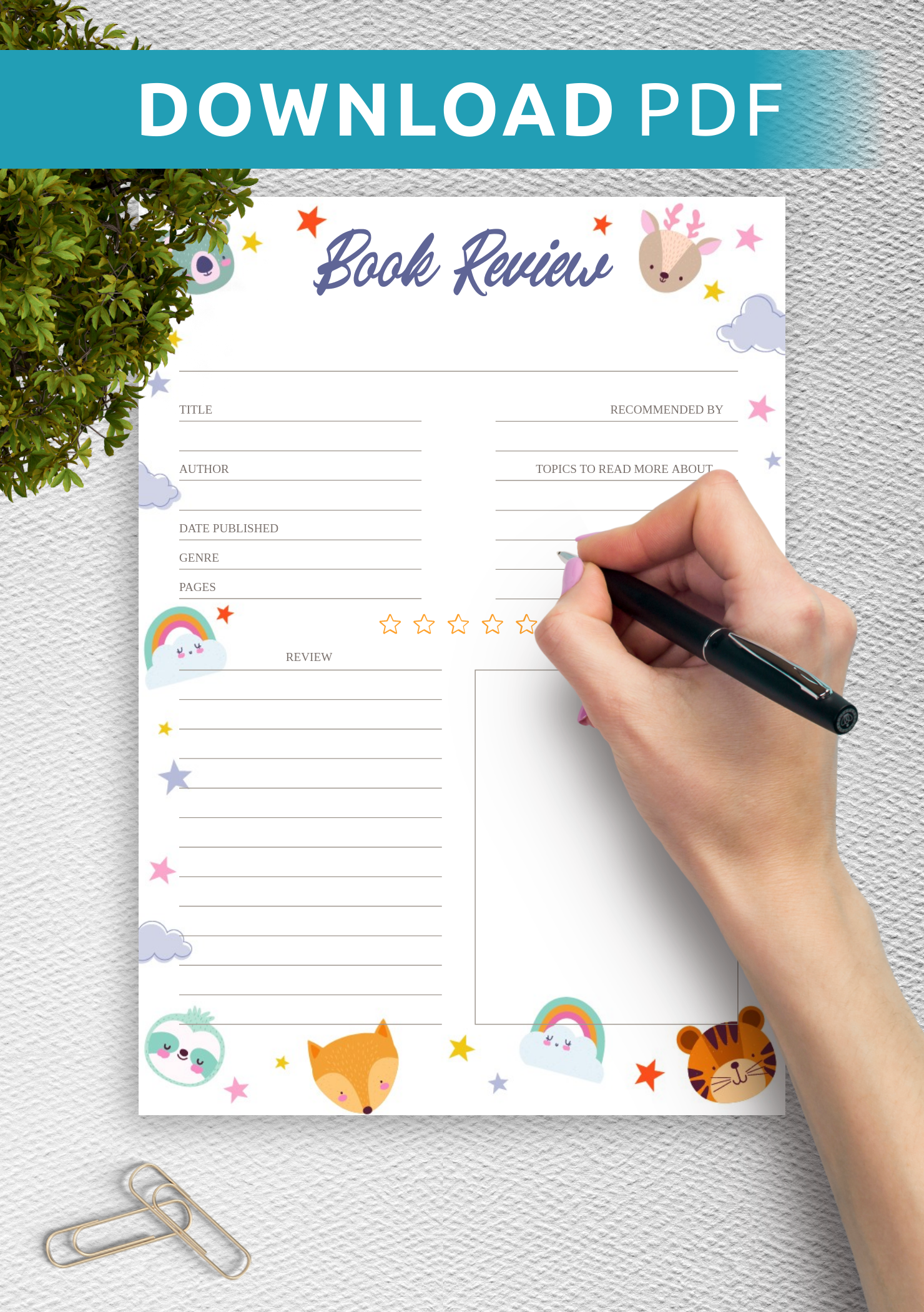 Download Printable Forest Animals Book Review Template For Kids PDF