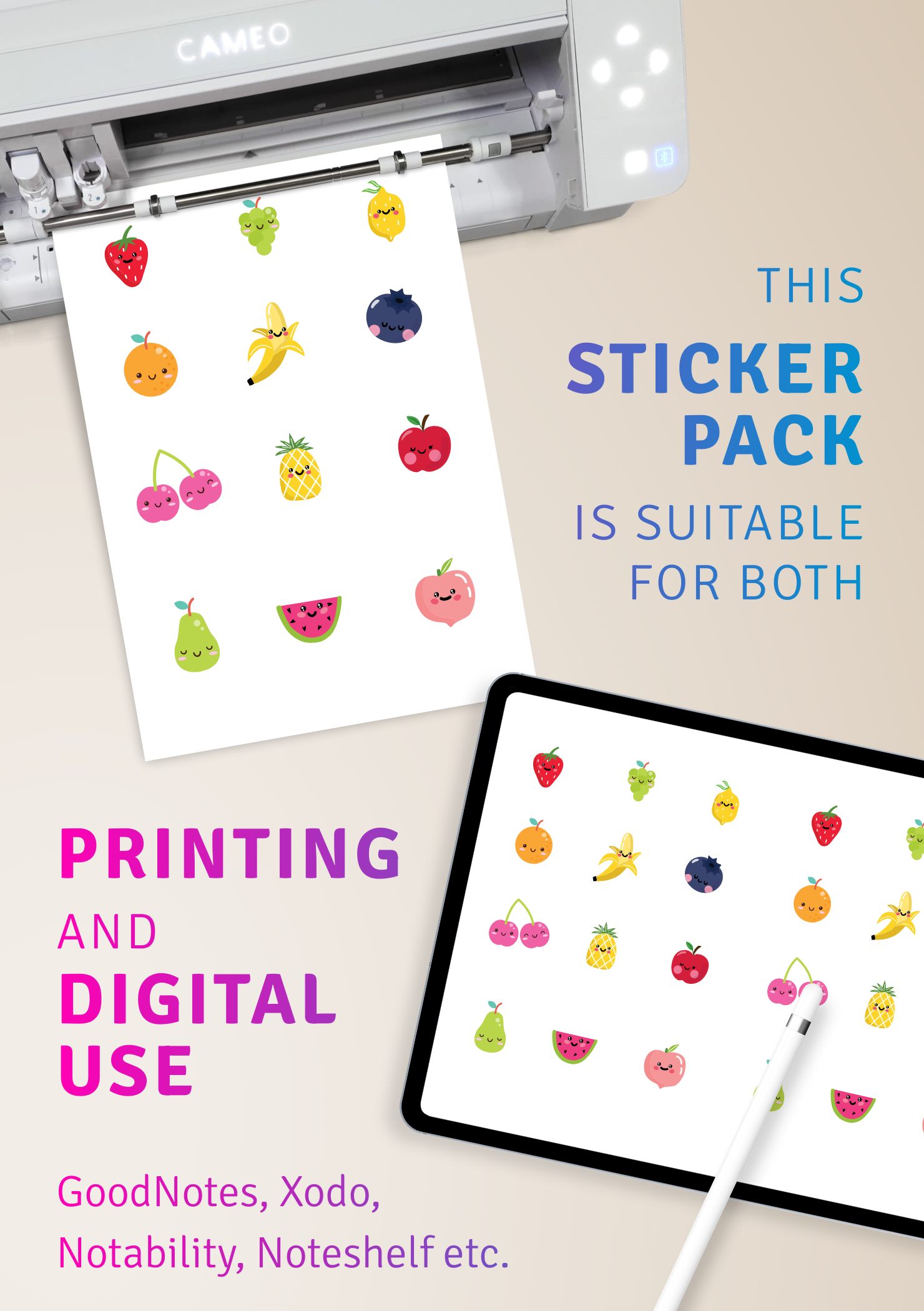 Download Cute Fruits Sticker Pack PNG