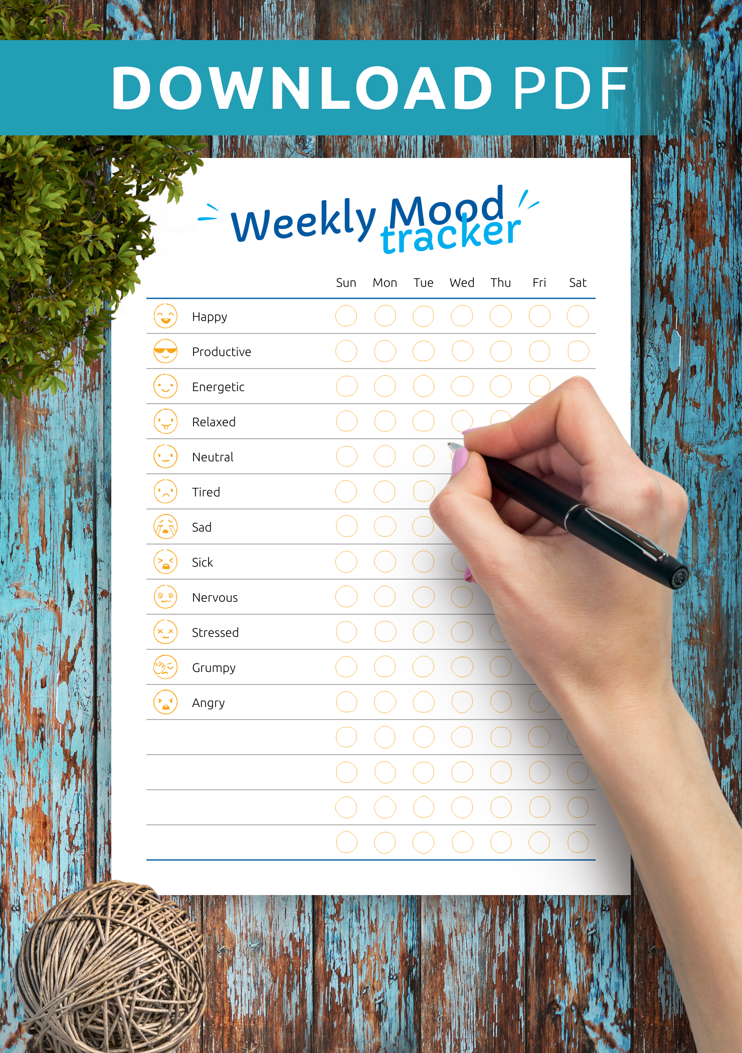 Download Printable Funny Weekly Mood Tracker PDF