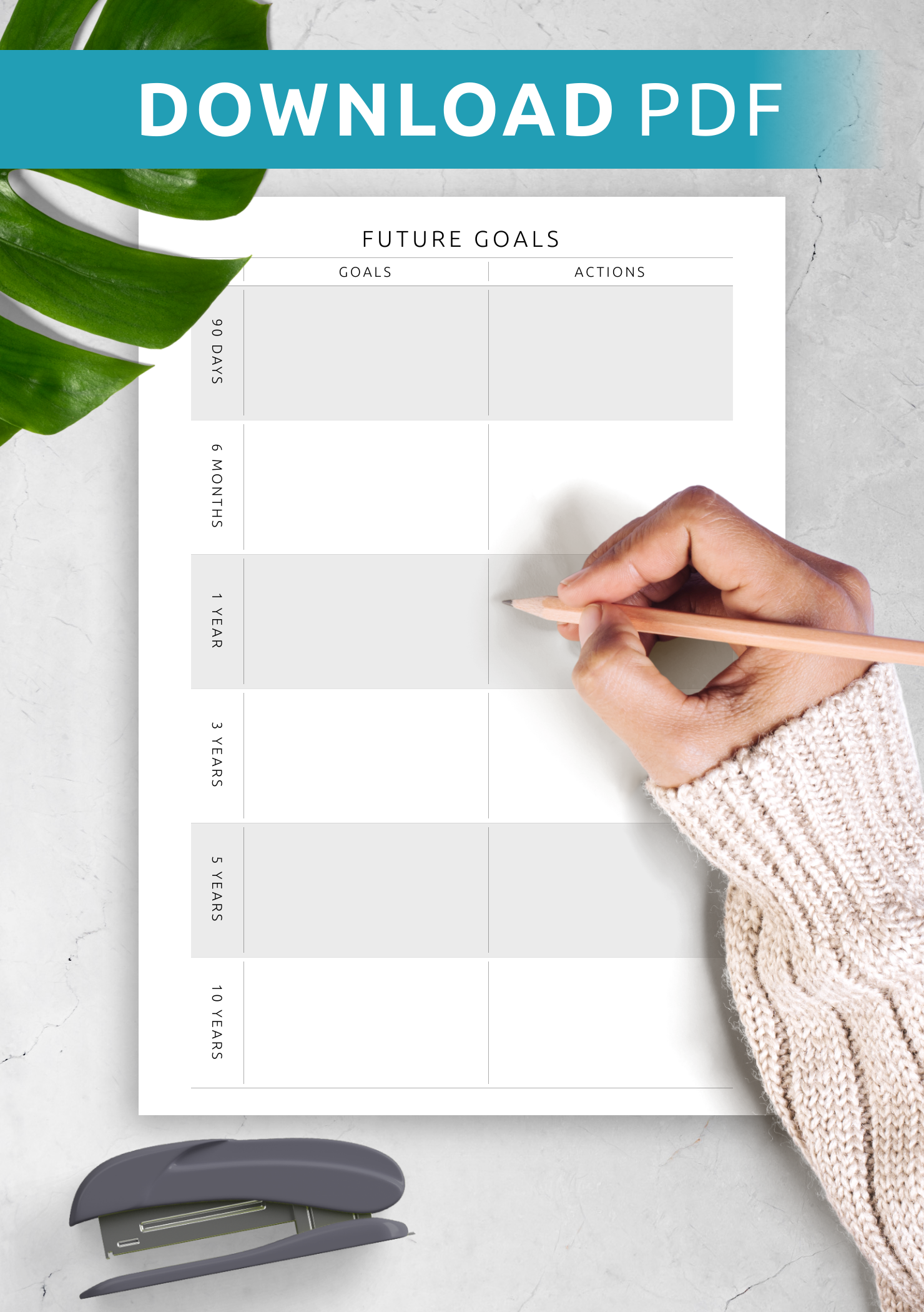 Download Printable Future Financial Goals Template PDF