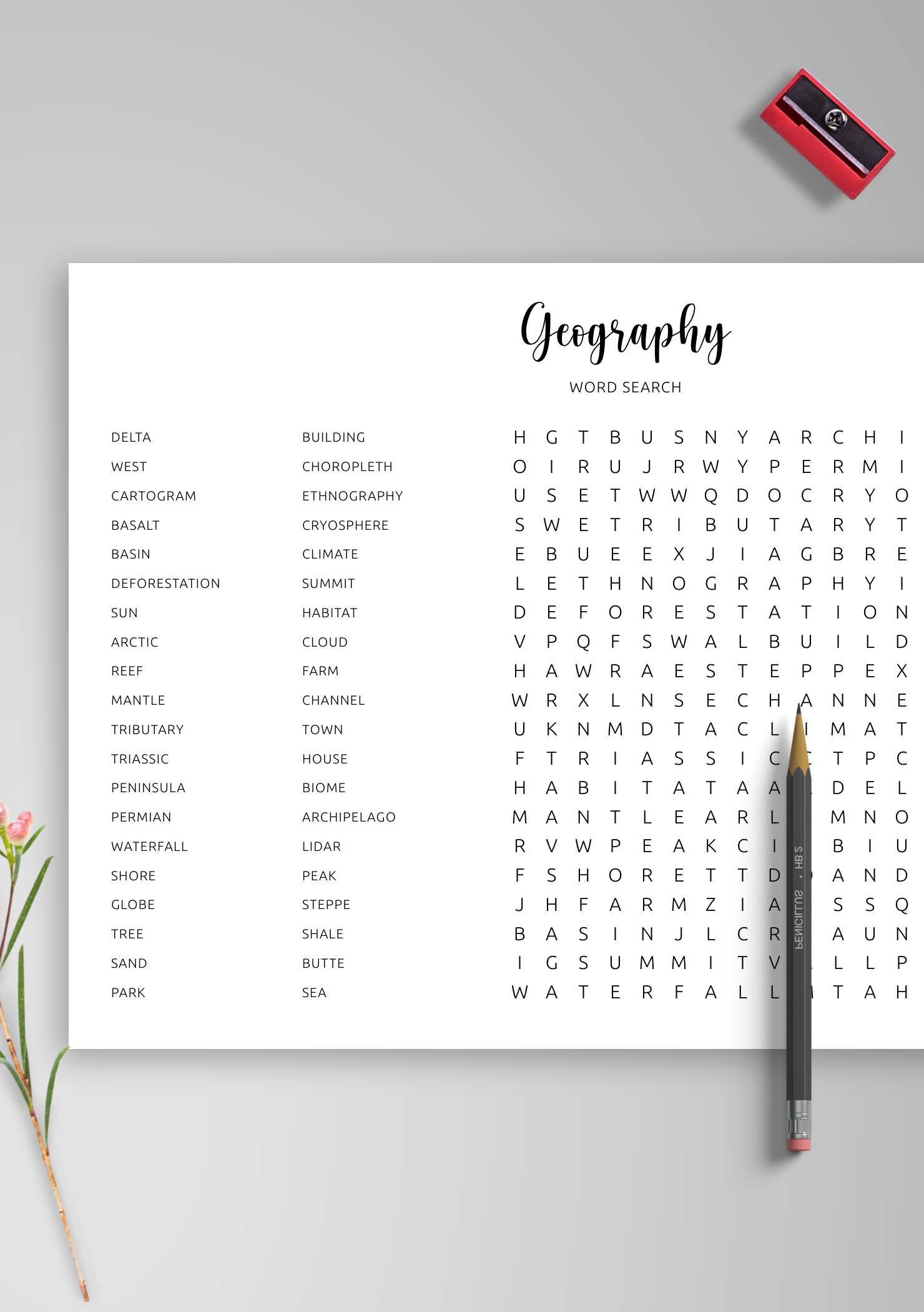 Download Printable Geography Word Search in PDF