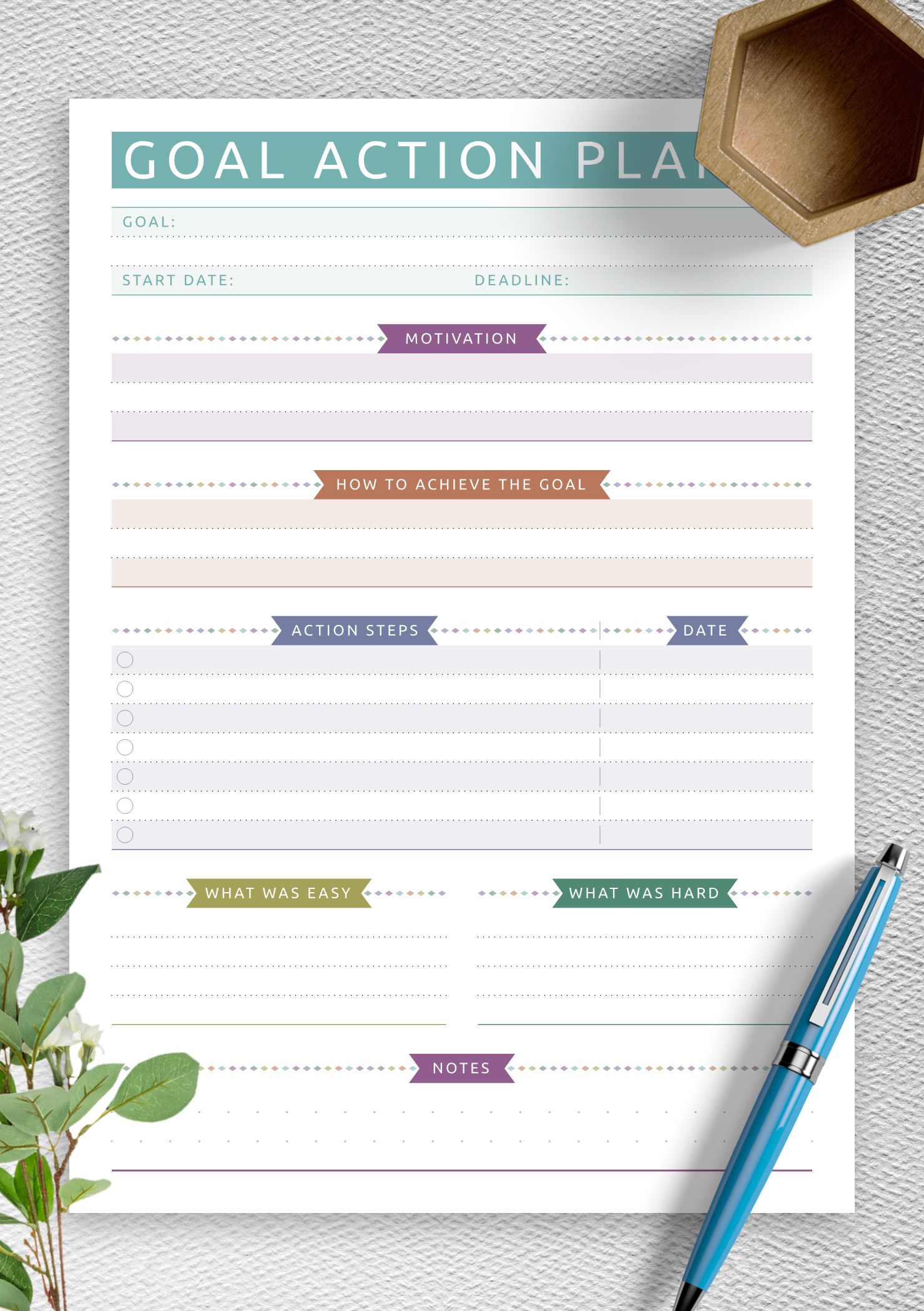 Download Printable Goal Action Plan - Casual Style PDF