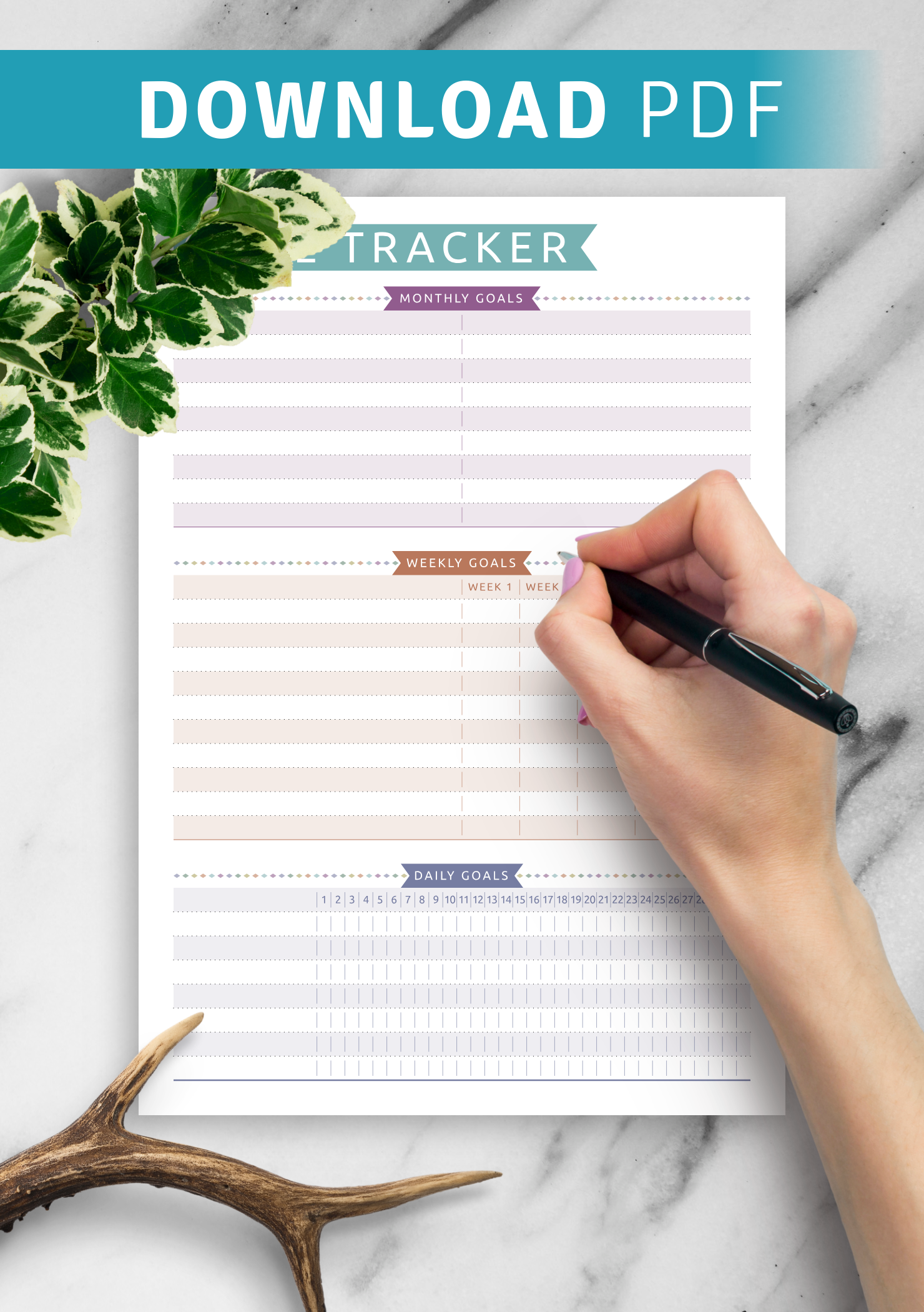 Download Printable Goal Tracker - Casual Style PDF