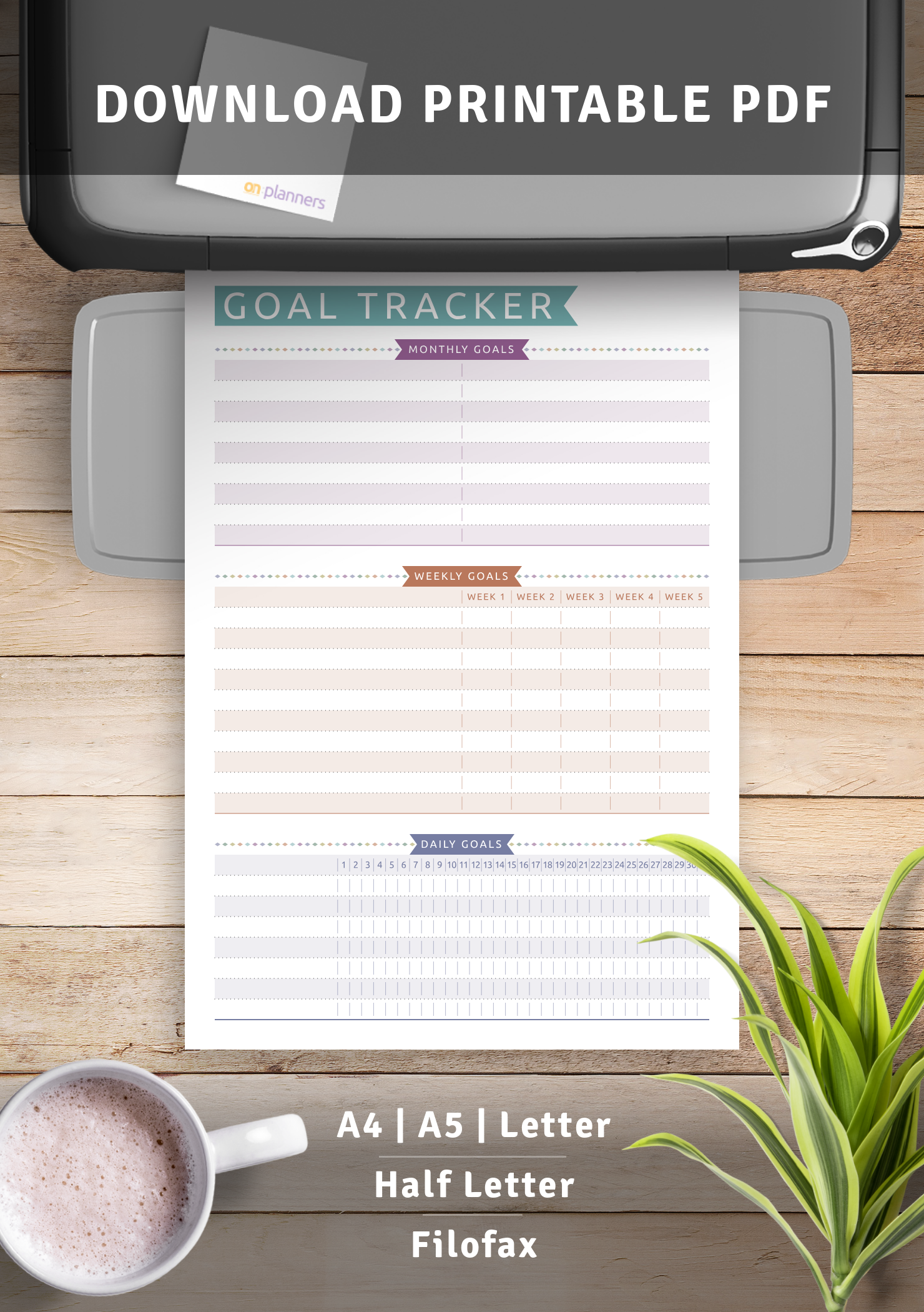 Download Printable Goal Tracker - Casual Style PDF
