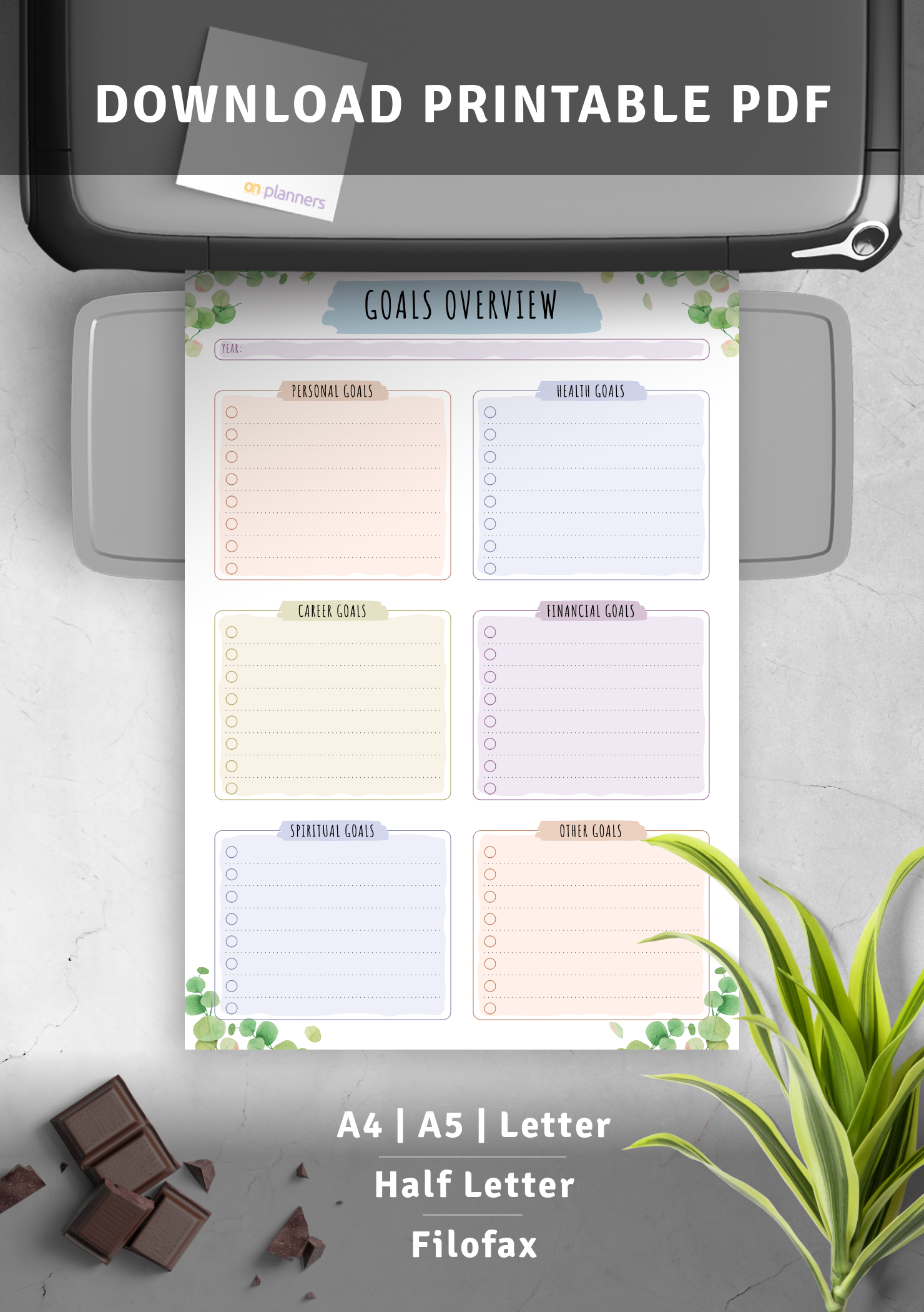 Download Printable Goals Overview - Floral Style PDF