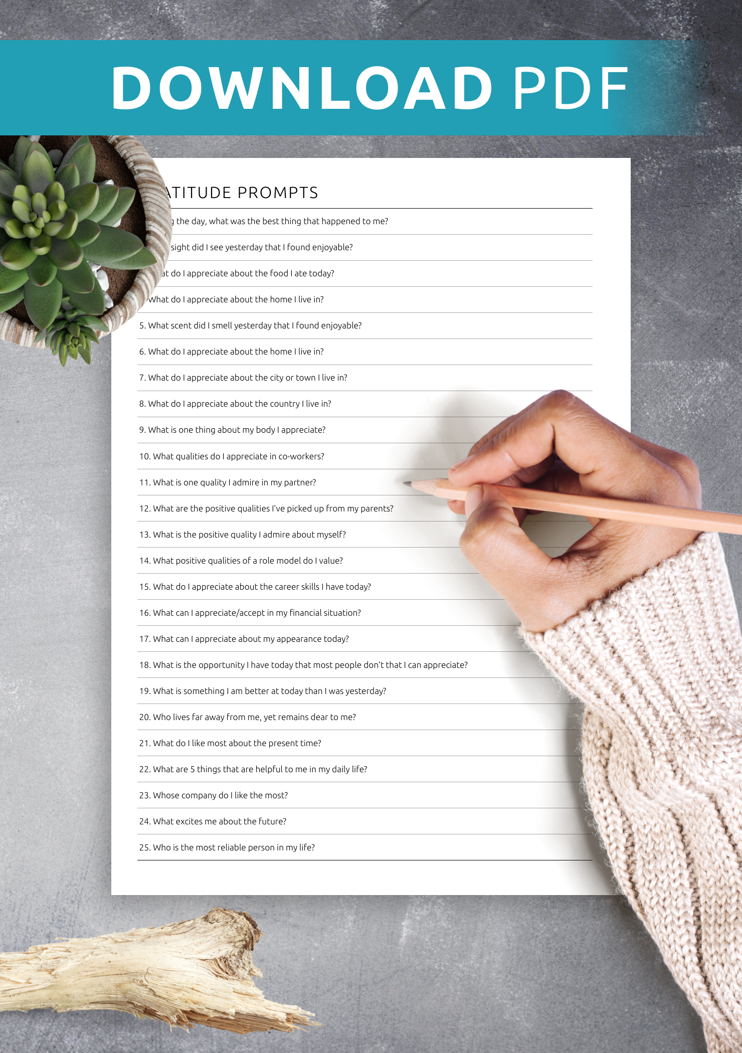 Download Printable Gratitude Journal Prompts PDF