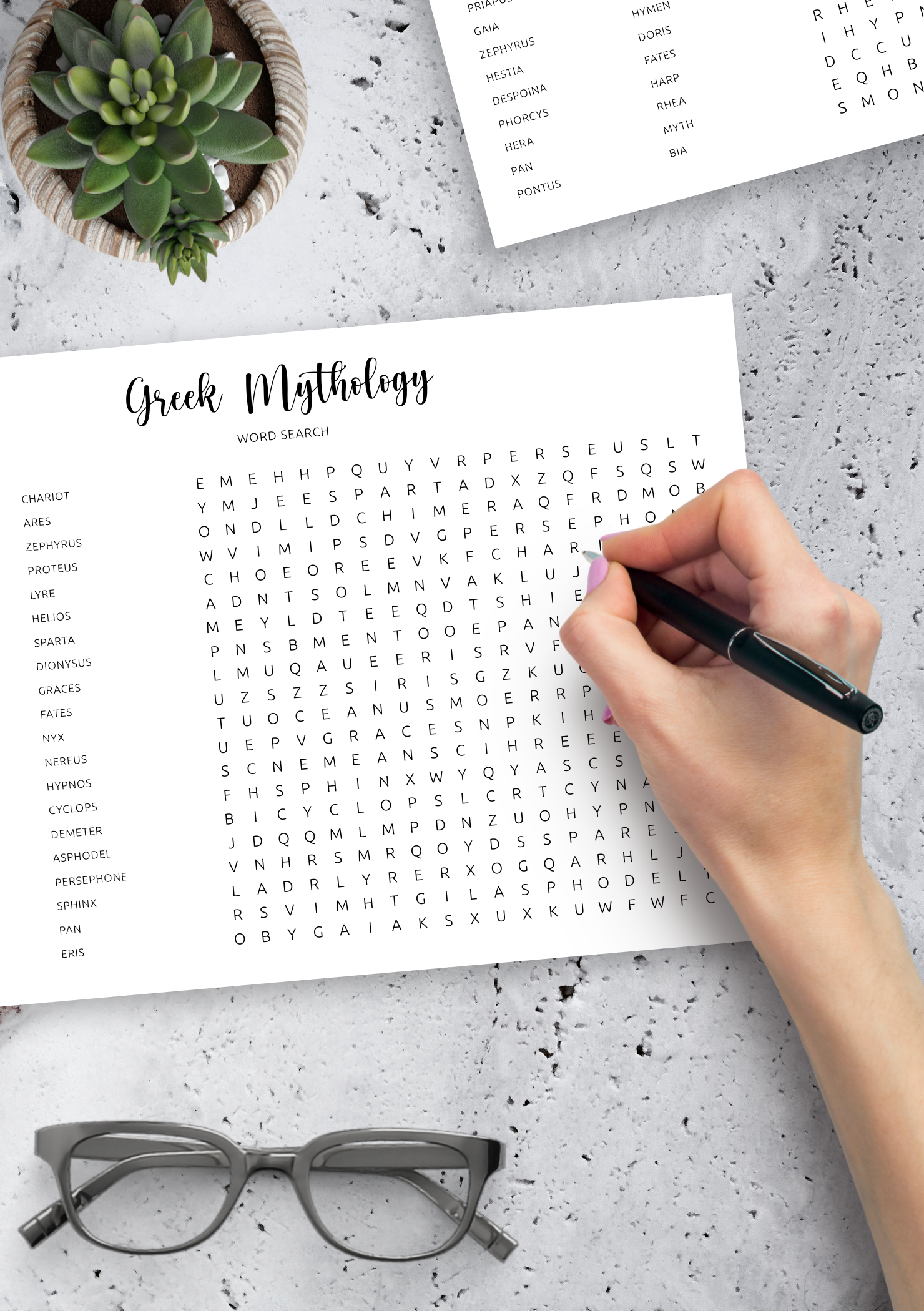 Download Printable Greek Mythology Word Search Template PDF