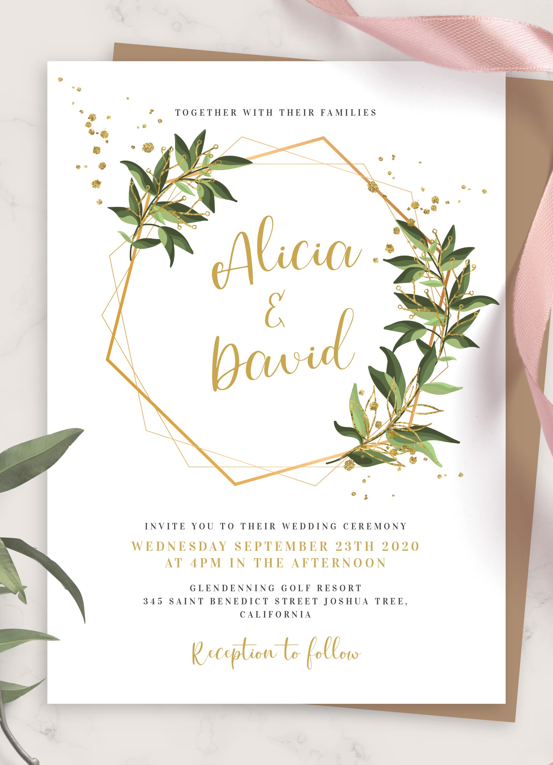 Download Printable Greenery Geometric Wedding Invitation PDF Download Printable Greenery Geometric Wedding Invitation PDF