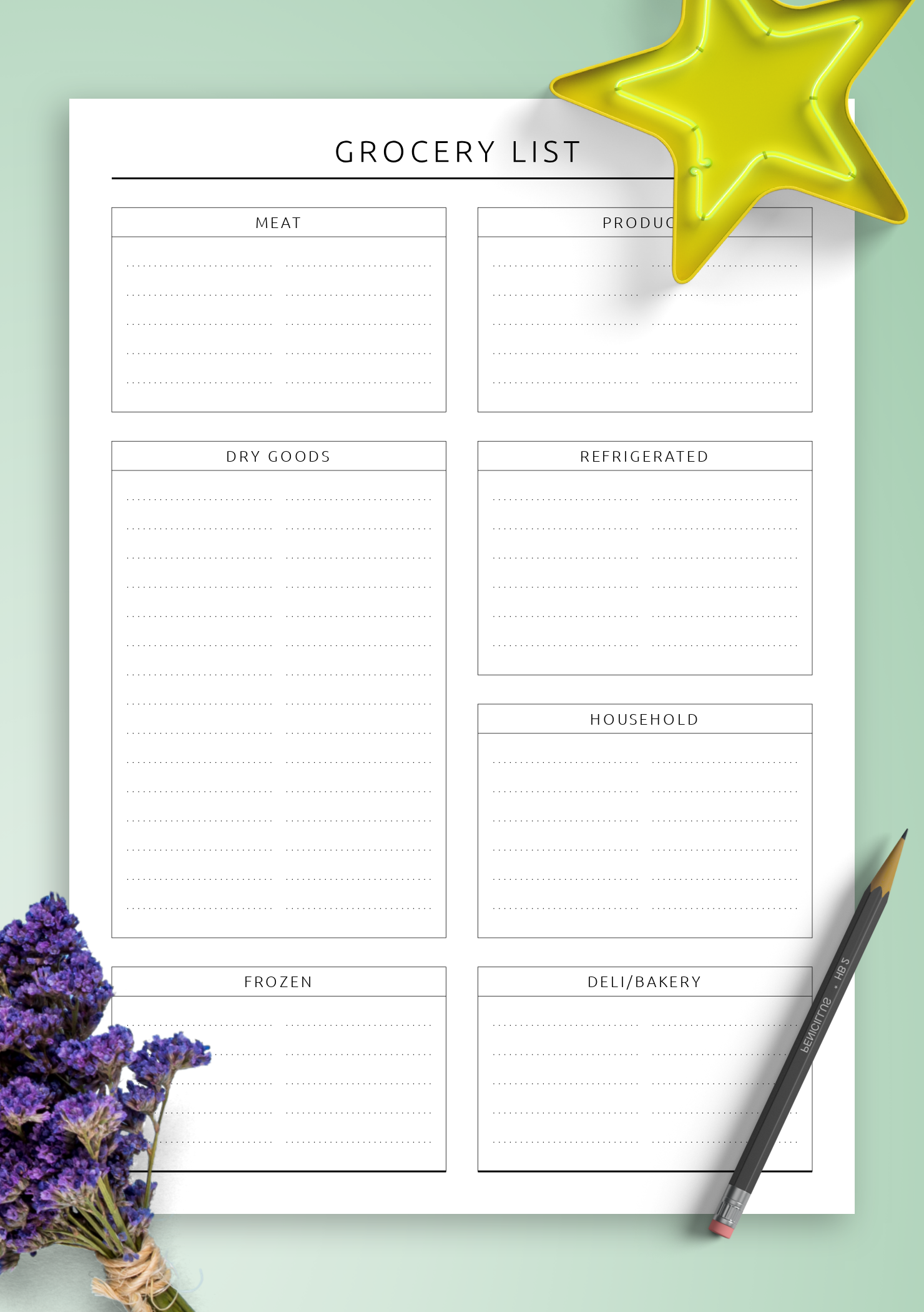 Download Printable Grocery List Template - Original Style PDF