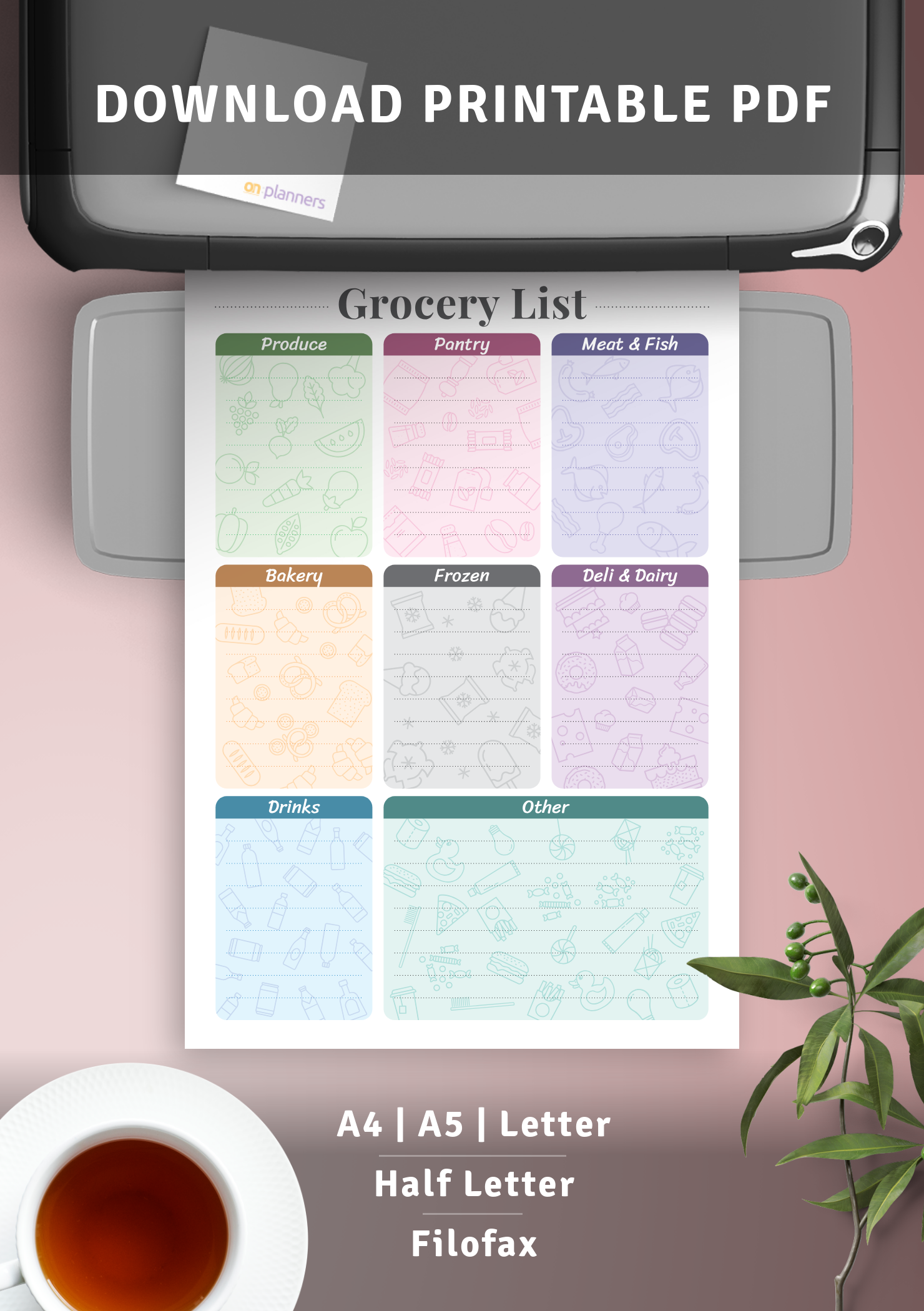 Download Printable Grocery list template PDF