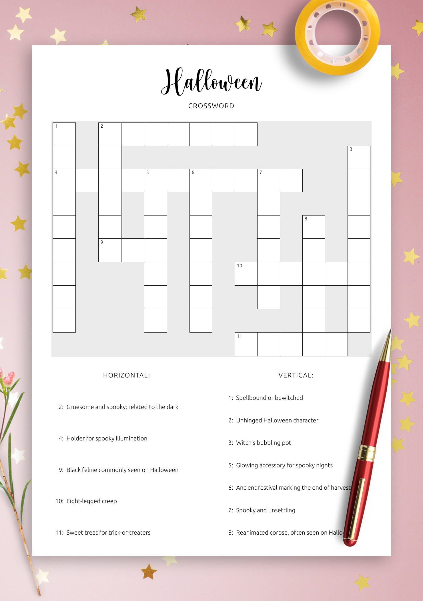 Download Printable Halloween Crossword Puzzle PDF – Spooky and Fun