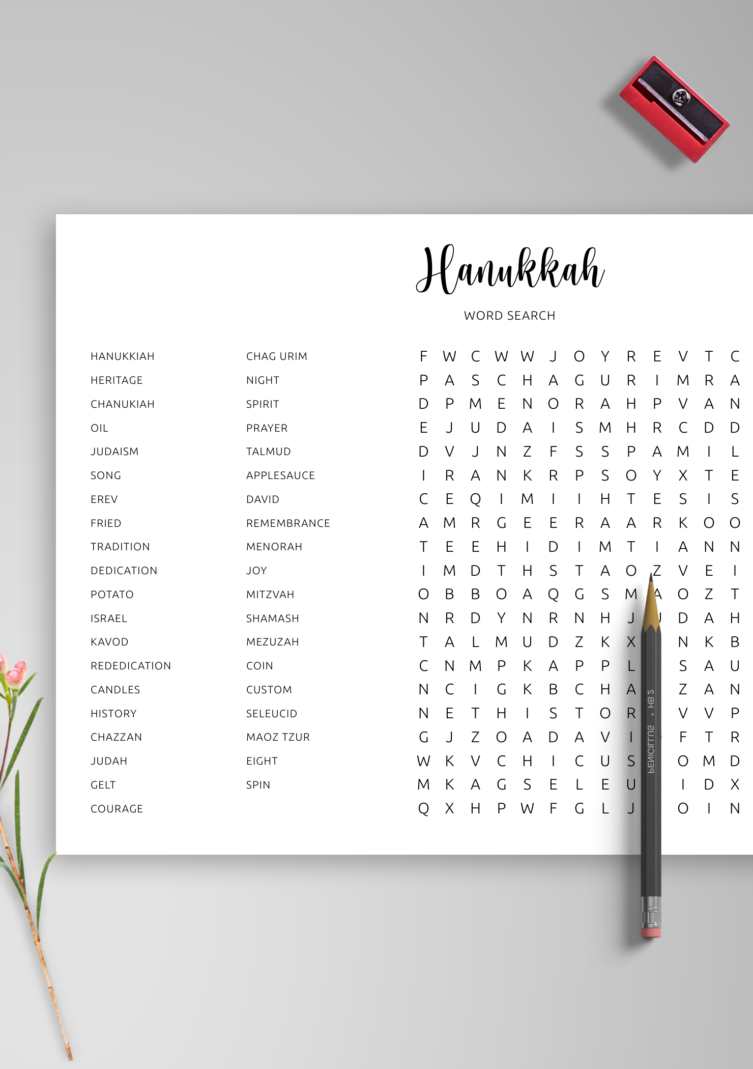 Download Hanukkah Word Search Printable in PDF