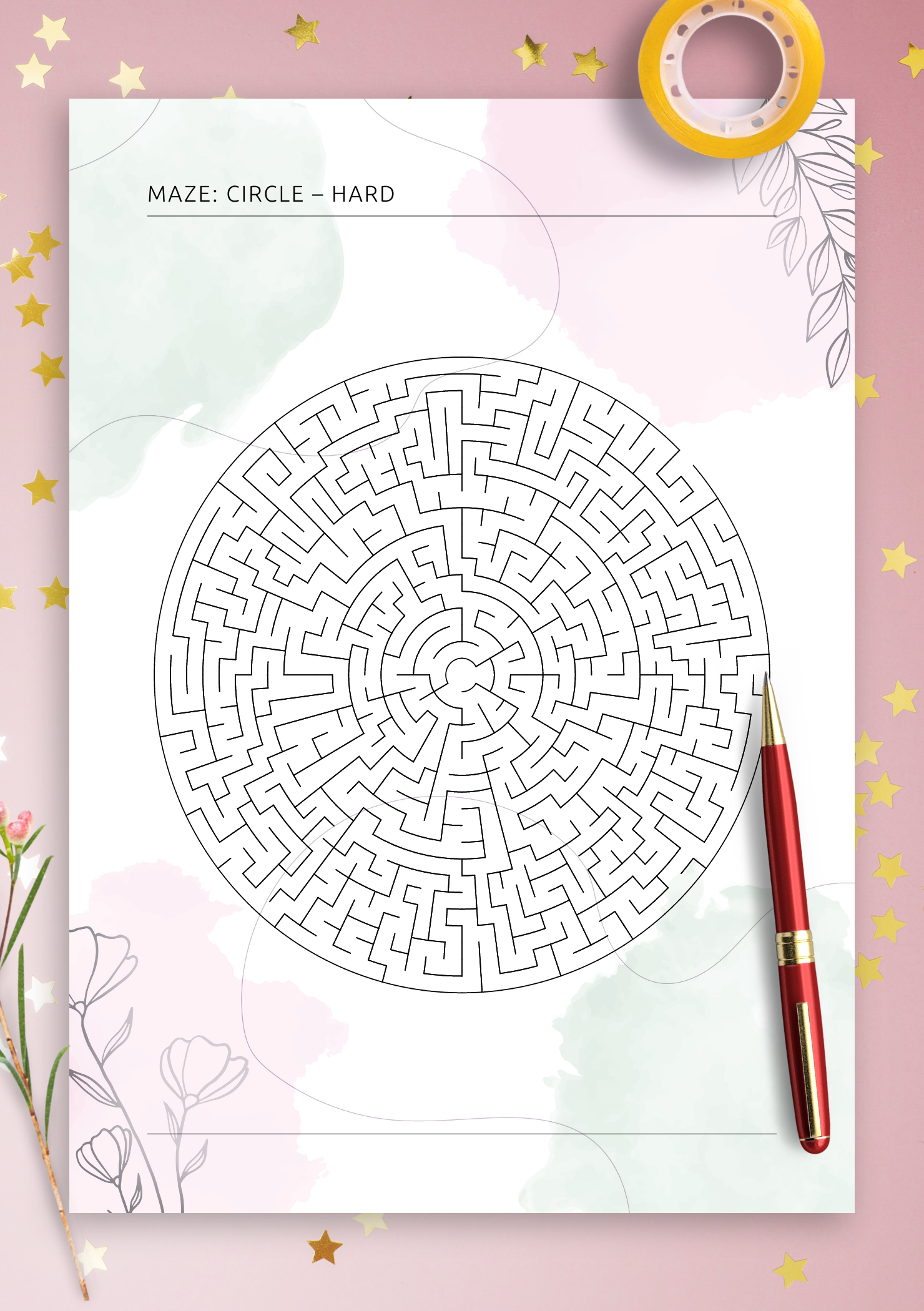 Download Printable Hard Circle Maze PDF