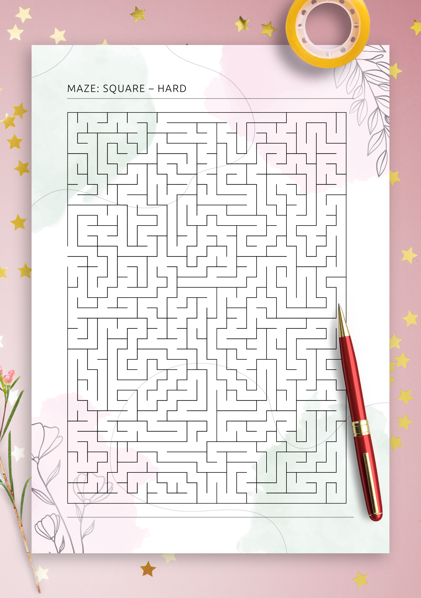 Download Printable Hard Square Maze PDF