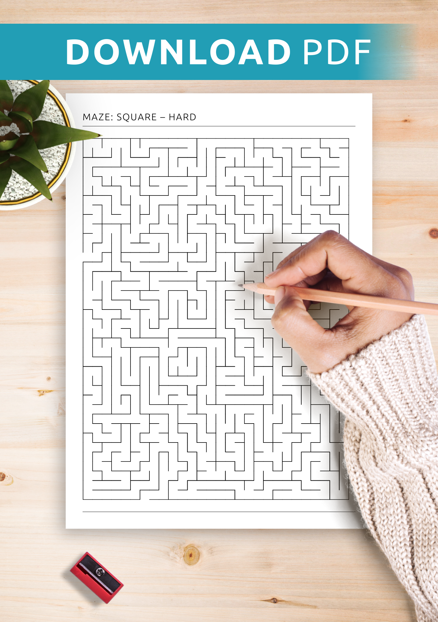 Download Printable Hard Square Maze PDF