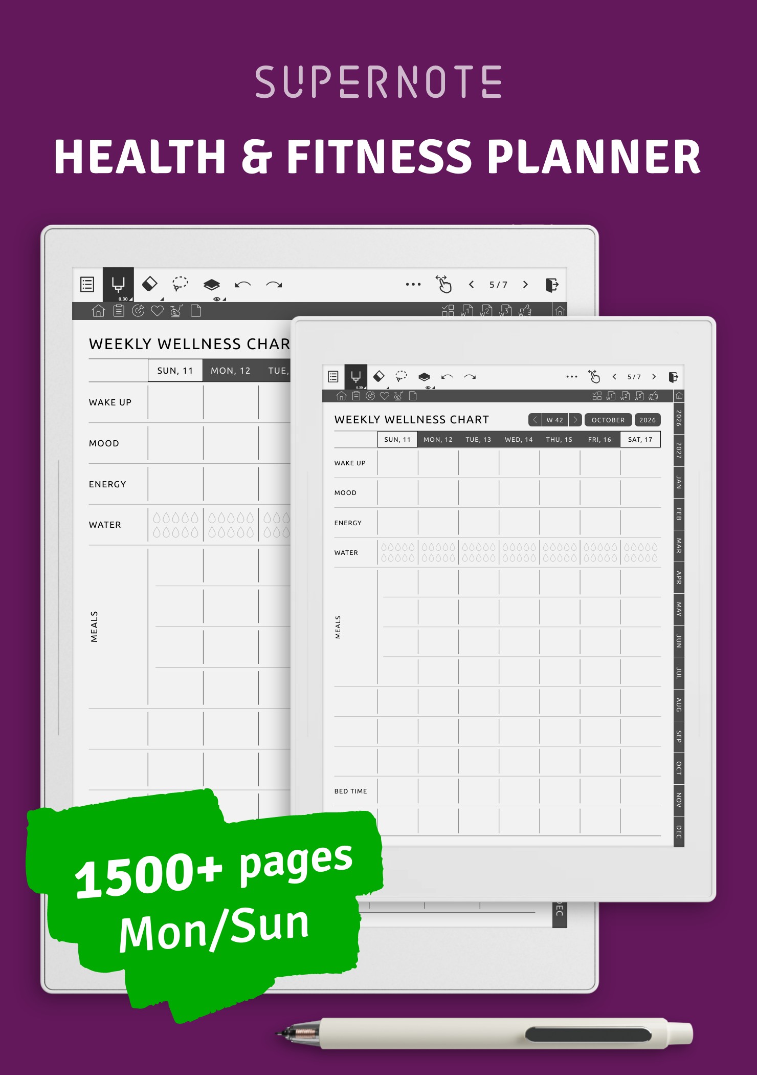 Download Health & Fitness Planner PDF for Supernote A5 X & A6 X