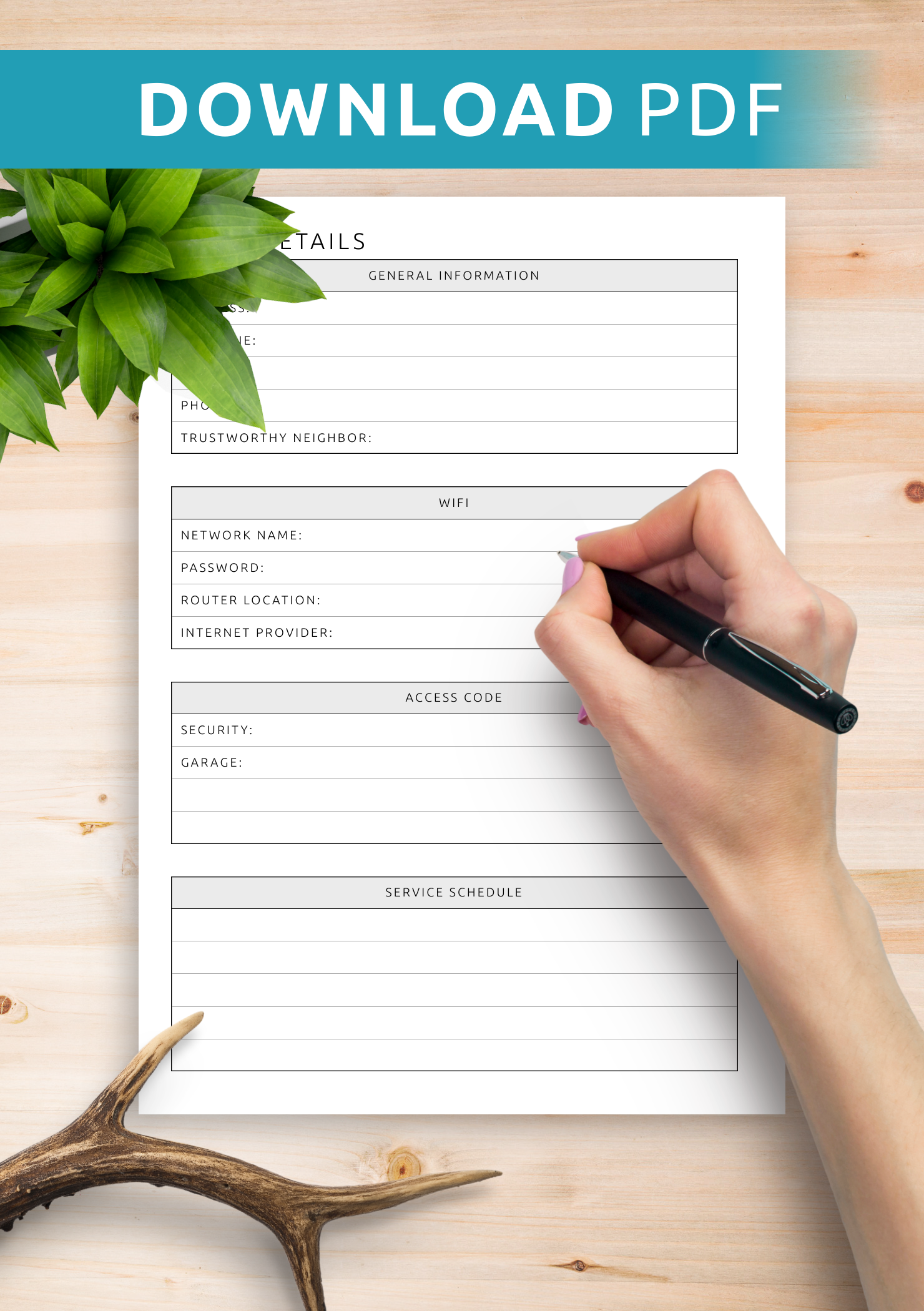 Download Printable Home Details Template PDF