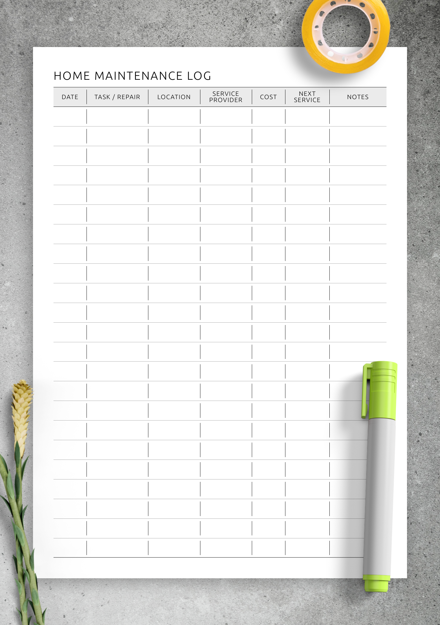 Home Maintenance Log PDF: Get Printable or Digital Template