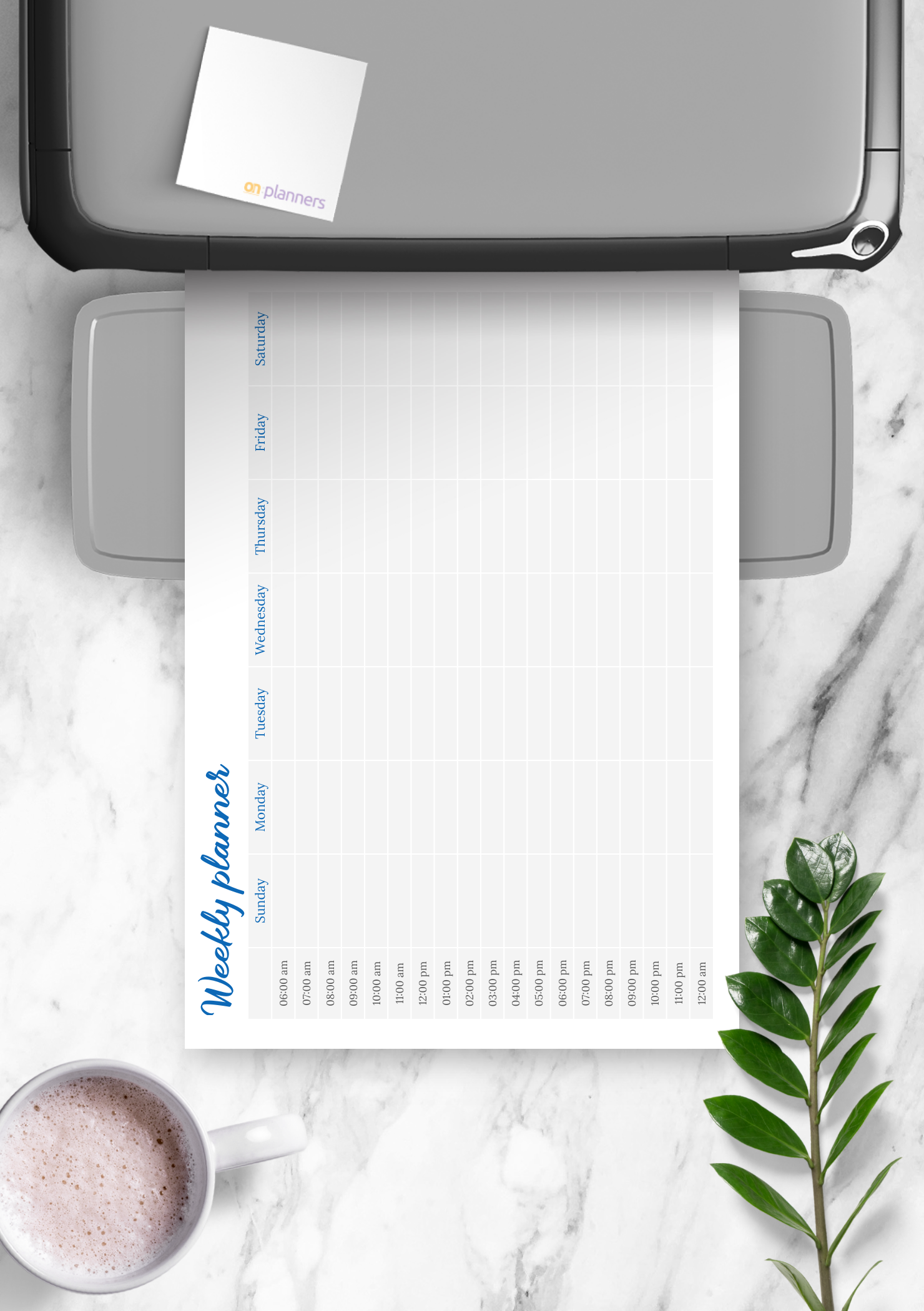 Download Printable Horizontal Weekly Diary Template PDF
