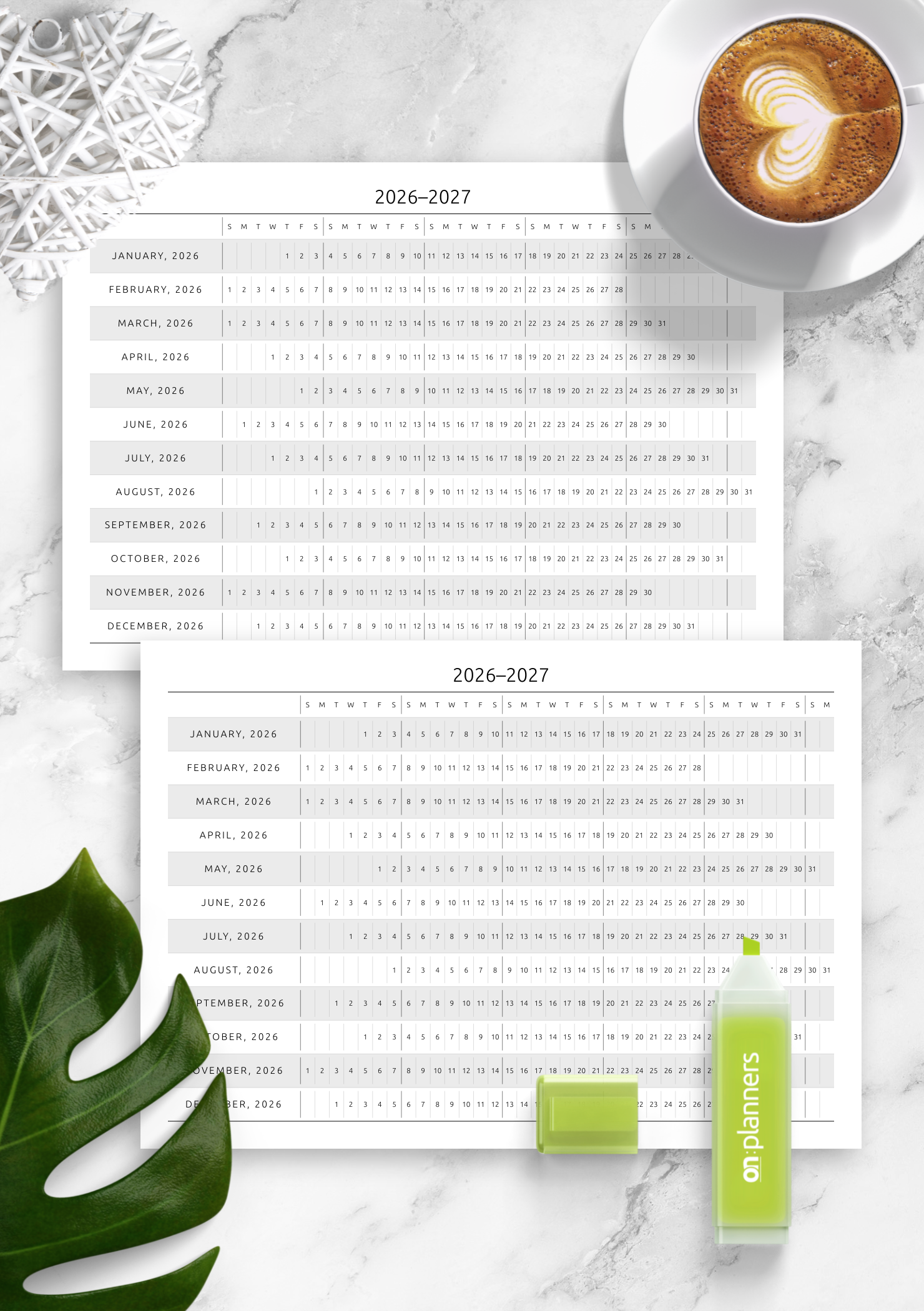 Horizontal Yearly Calendar Template – Plan the Whole Year Easily