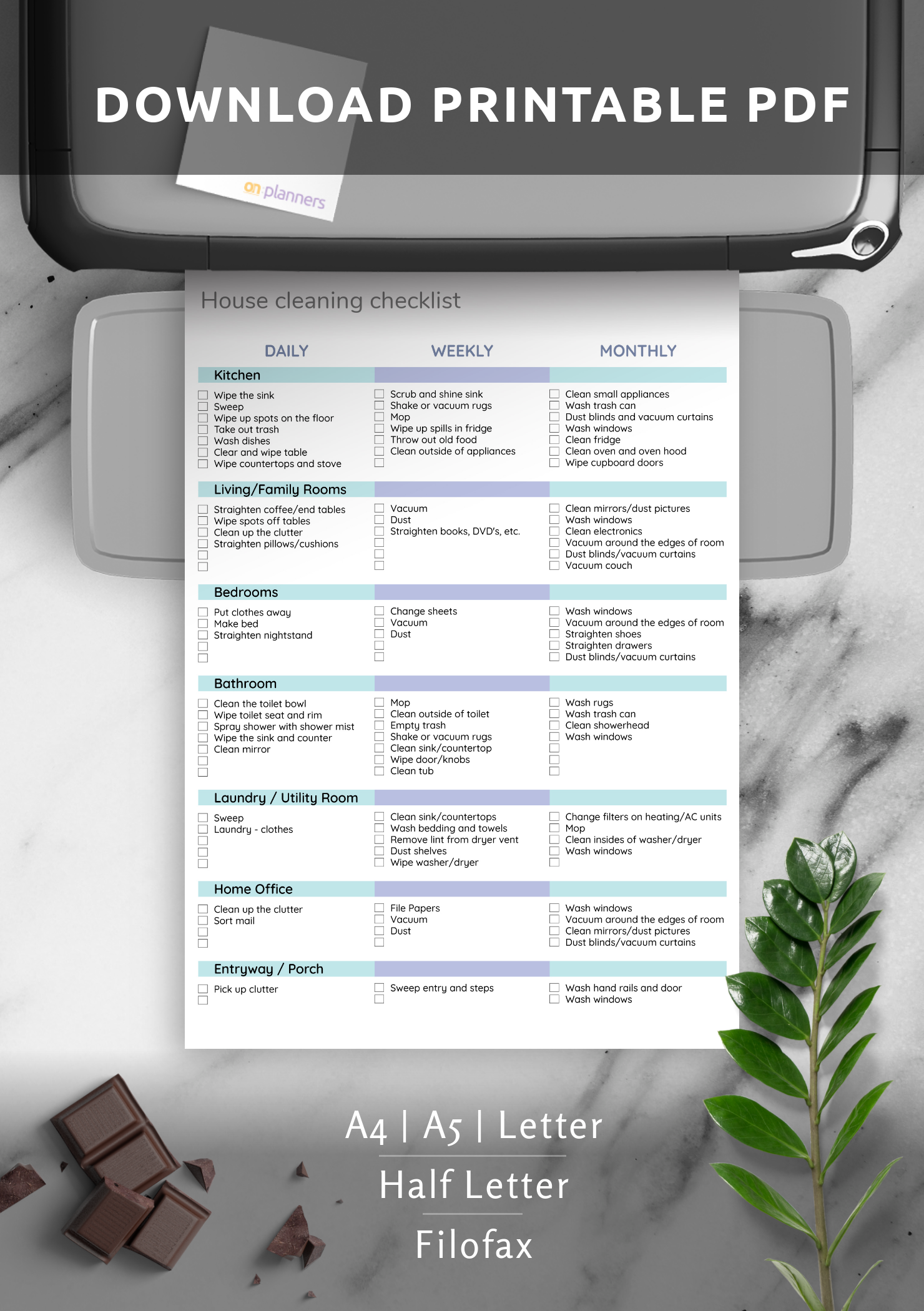 Download Printable House Cleaning Checklist Template PDF