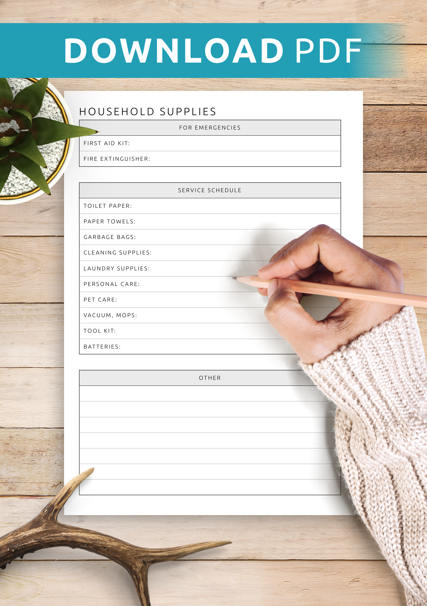 Download Printable Household Supplies Template PDF