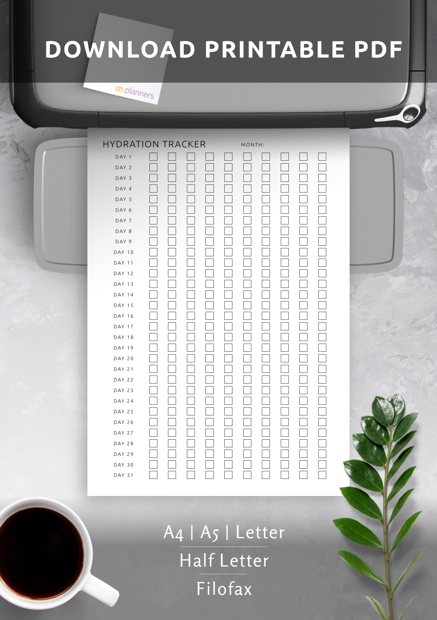 Download Printable Hydration Tracker Template PDF
