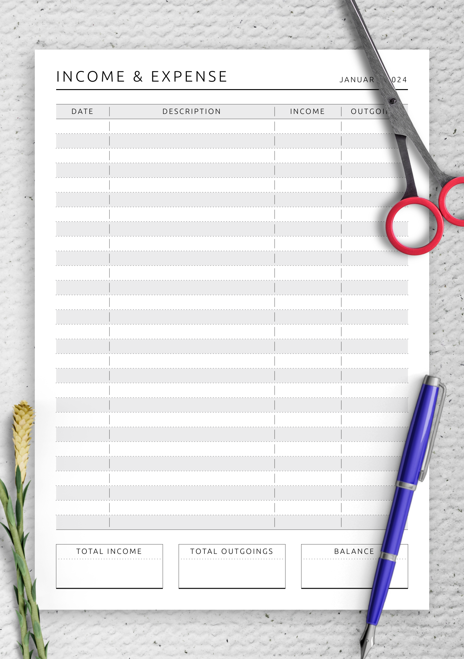 Download Printable Income & Expense Tracker - Original Style PDF