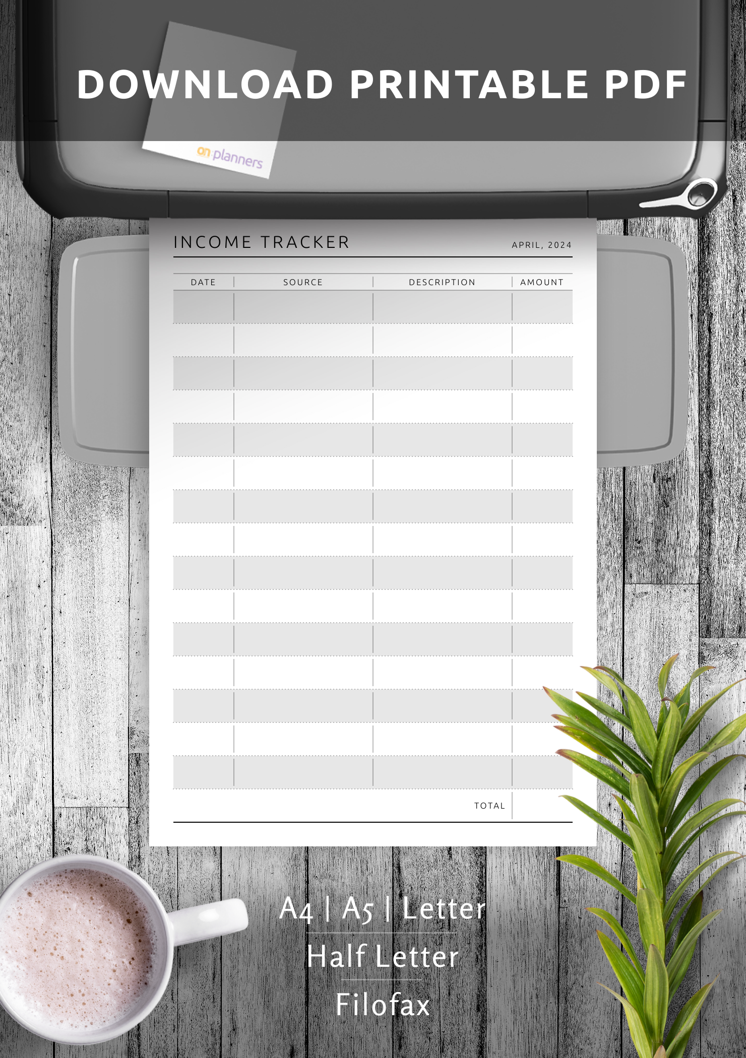 Download Printable Income Tracker Template PDF
