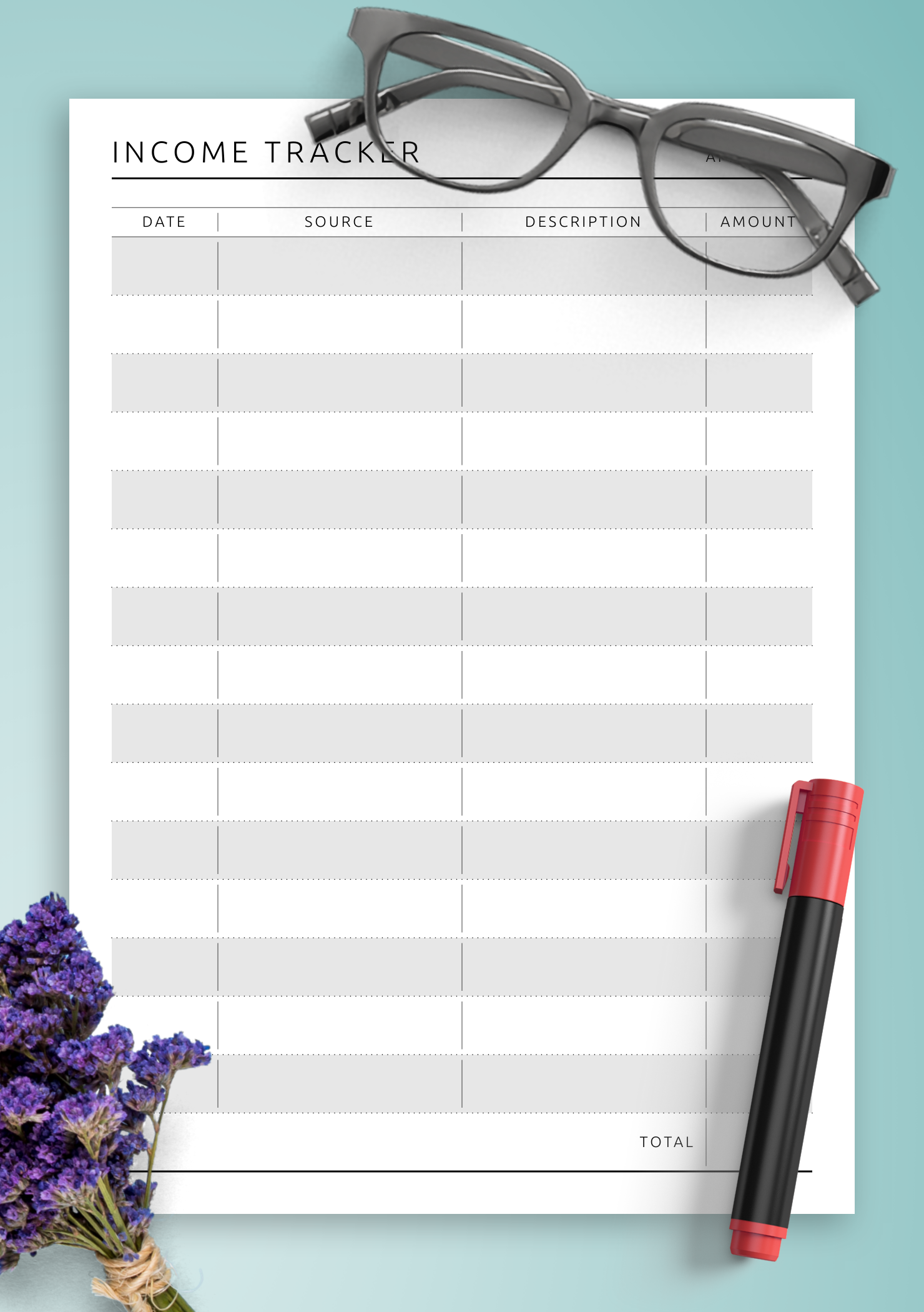 Download Printable Income Tracker Template PDF