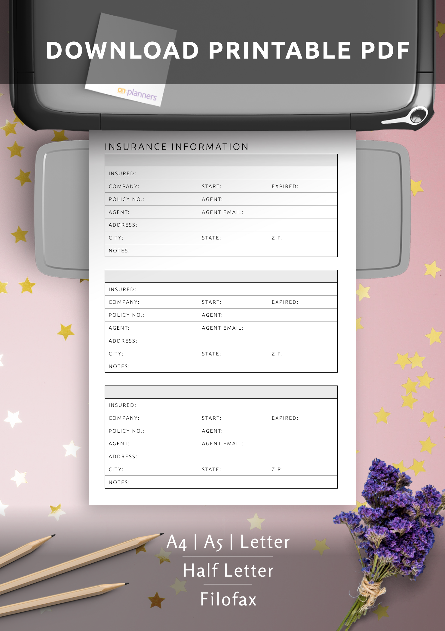 Insurance Information Template – Organized PDF for Records
