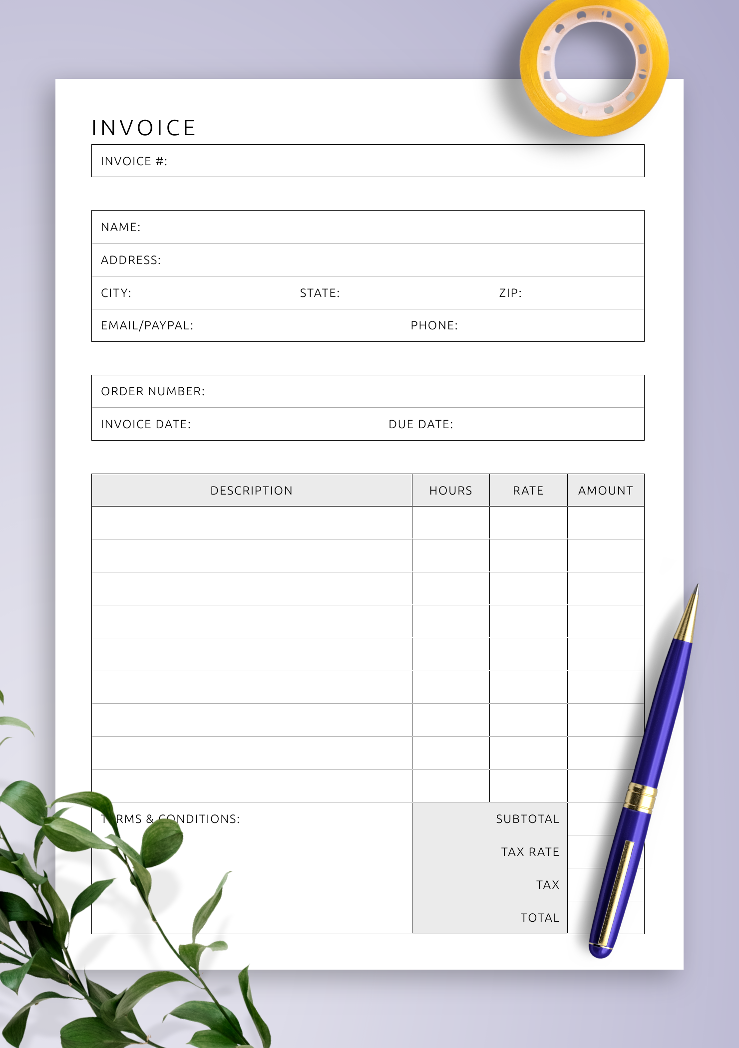 Download Printable Invoice Templates – Customizable PDF