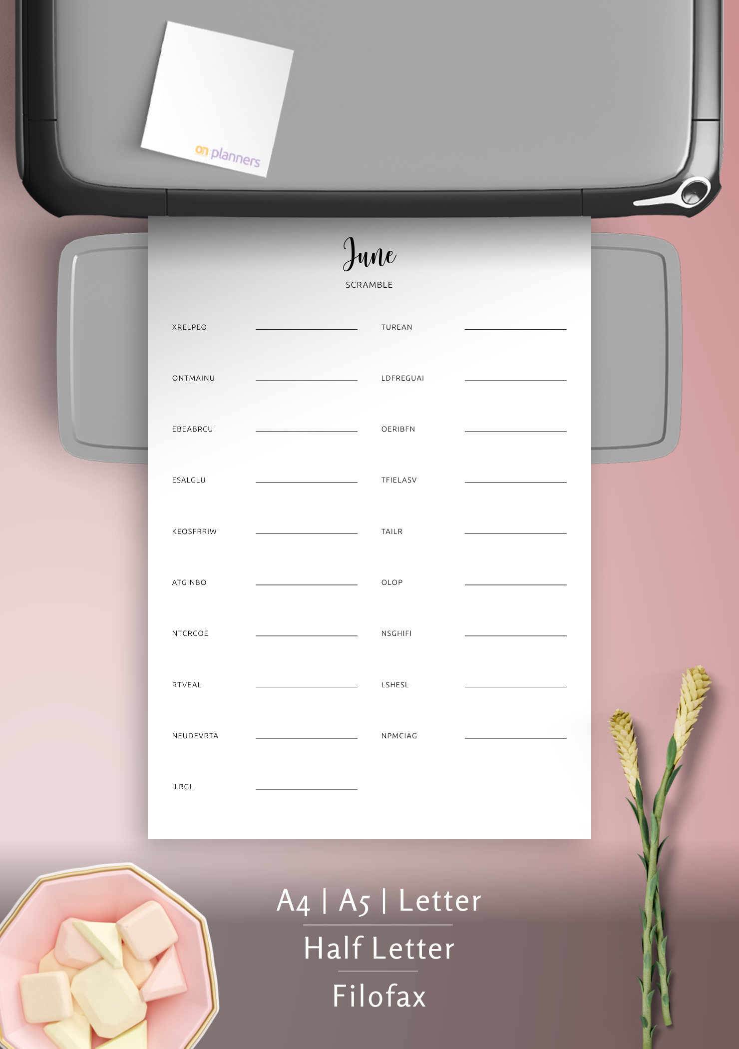 Download Printable June Word Scramble PDF