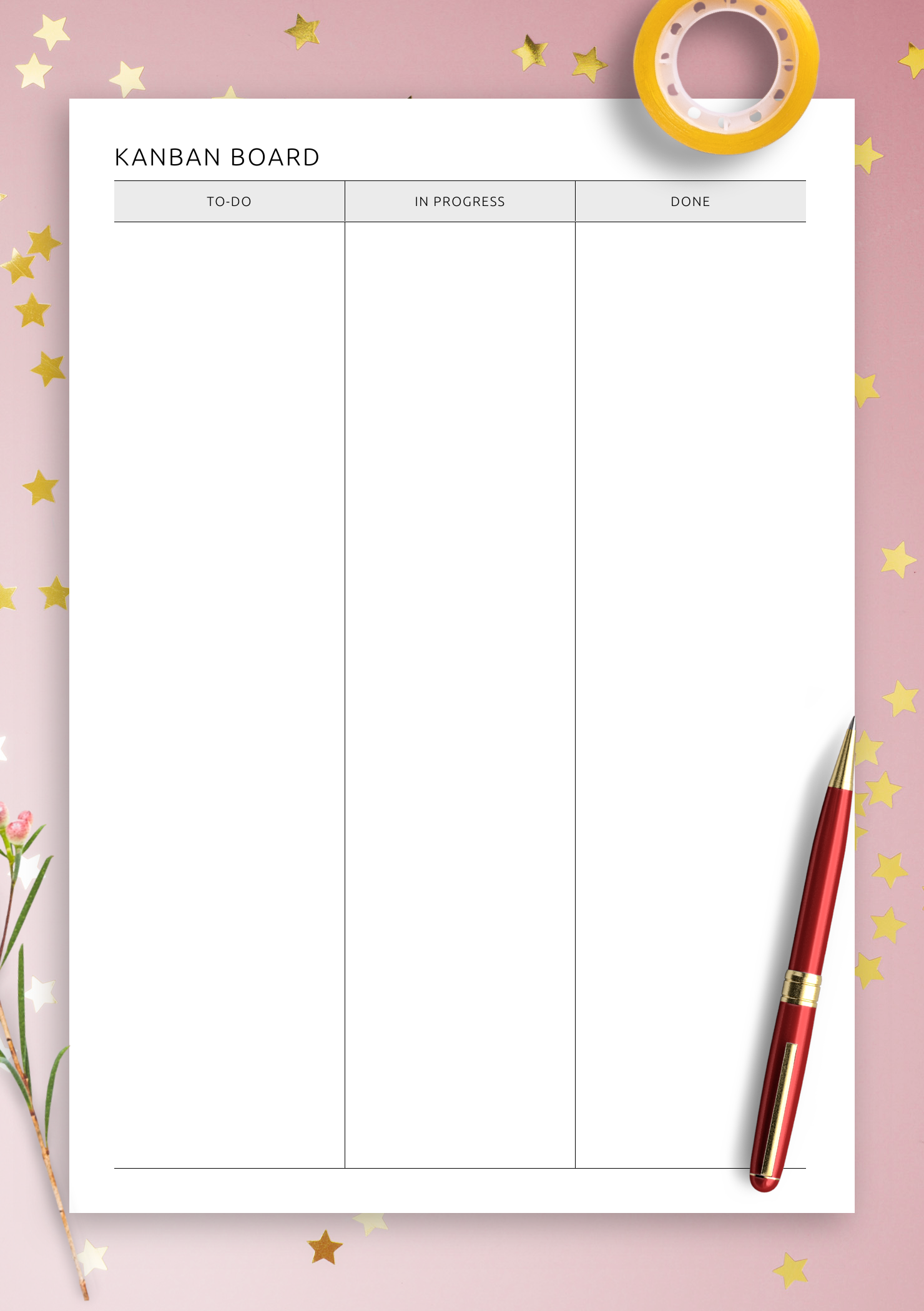 Download Printable Kanban Board Plain PDF